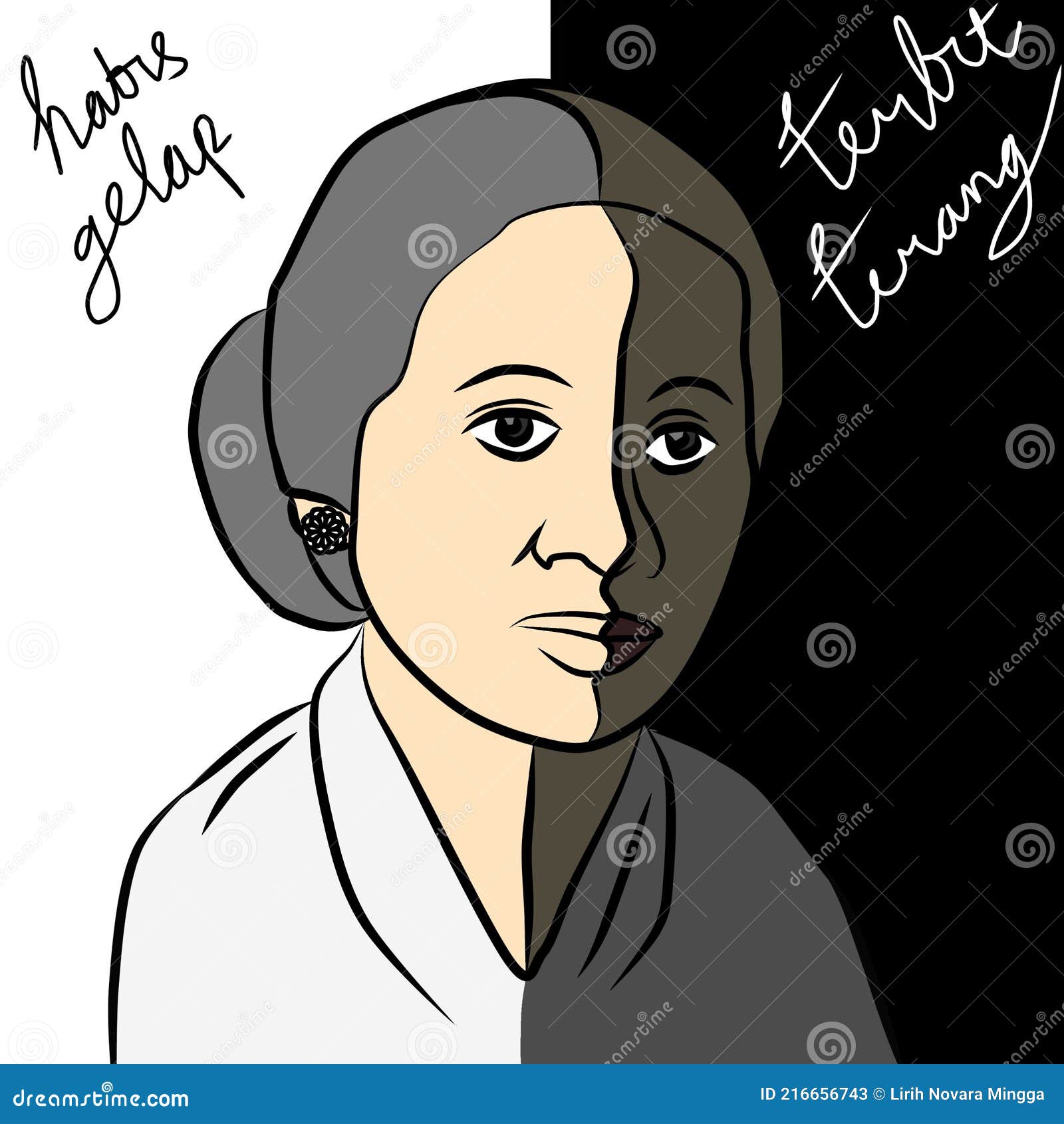 Kartini woman illustration stock illustration. Illustration of drawing ...