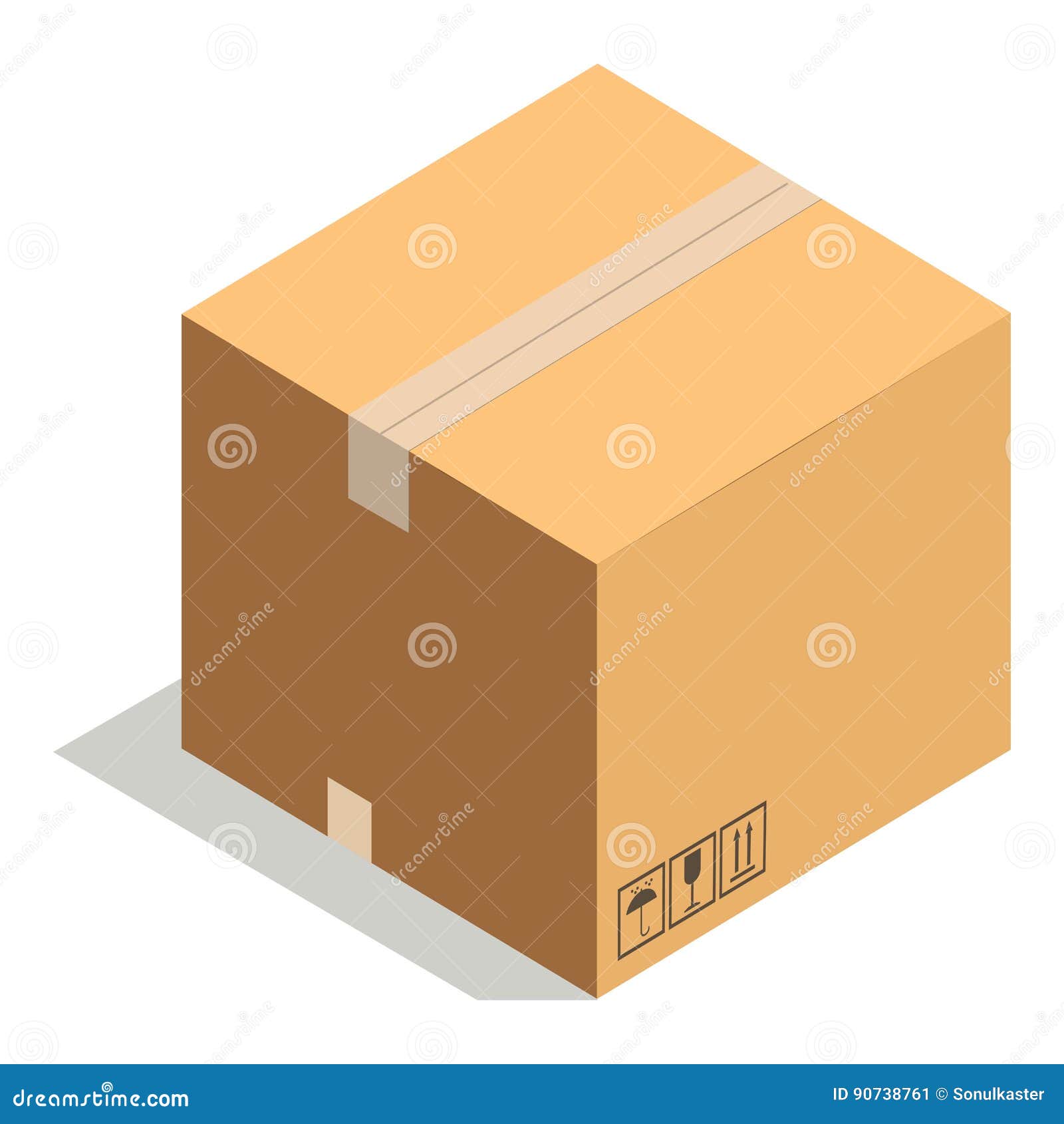 Kartondocument Vakje Of Vectorpictogram Van Het Karton 3D Postpakket ...