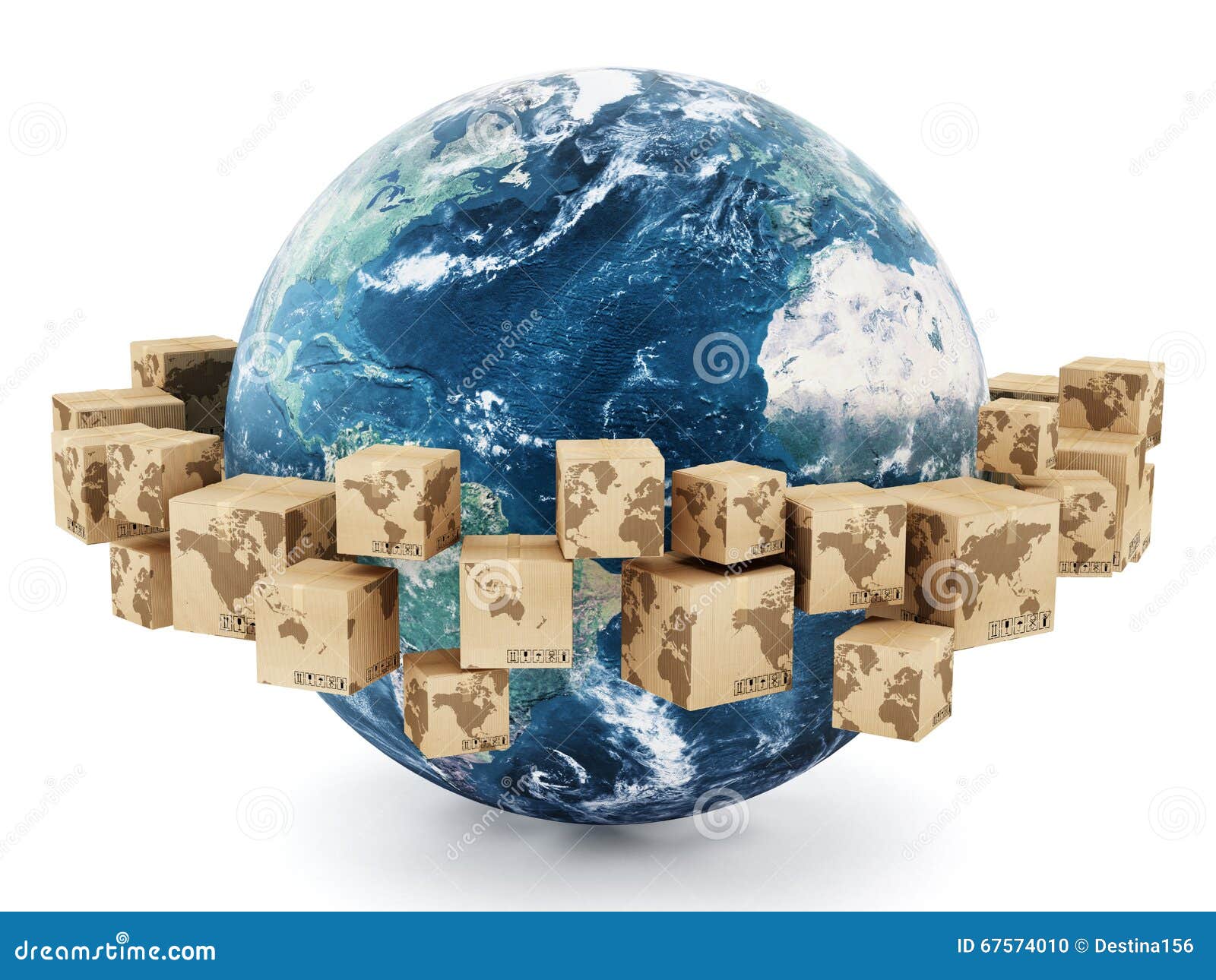 Kartondozen Die Rond De Aarde Draaien Stock Illustratie - Illustration ...