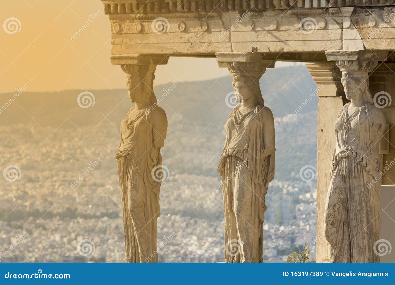 The Karyatides Statues Inside Acropolis of Athens Stock Image - Image ...