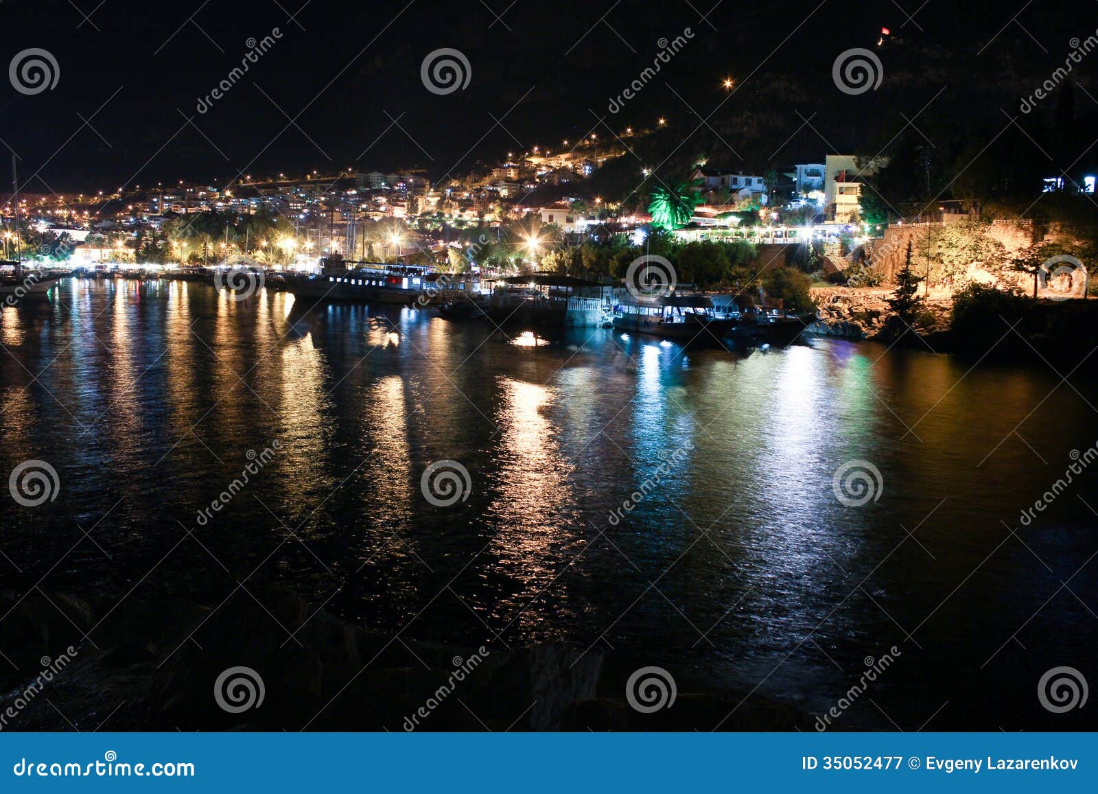 Kas Night. Turkey stock image. Image of night, palms - 35052477