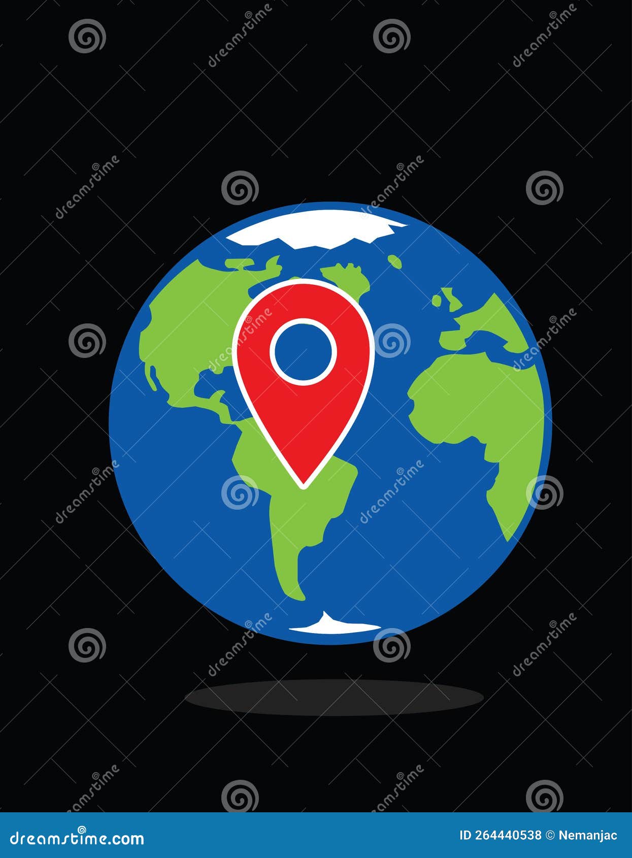 Planet Earth Location Pointer Stock Illustration - Illustration of ...