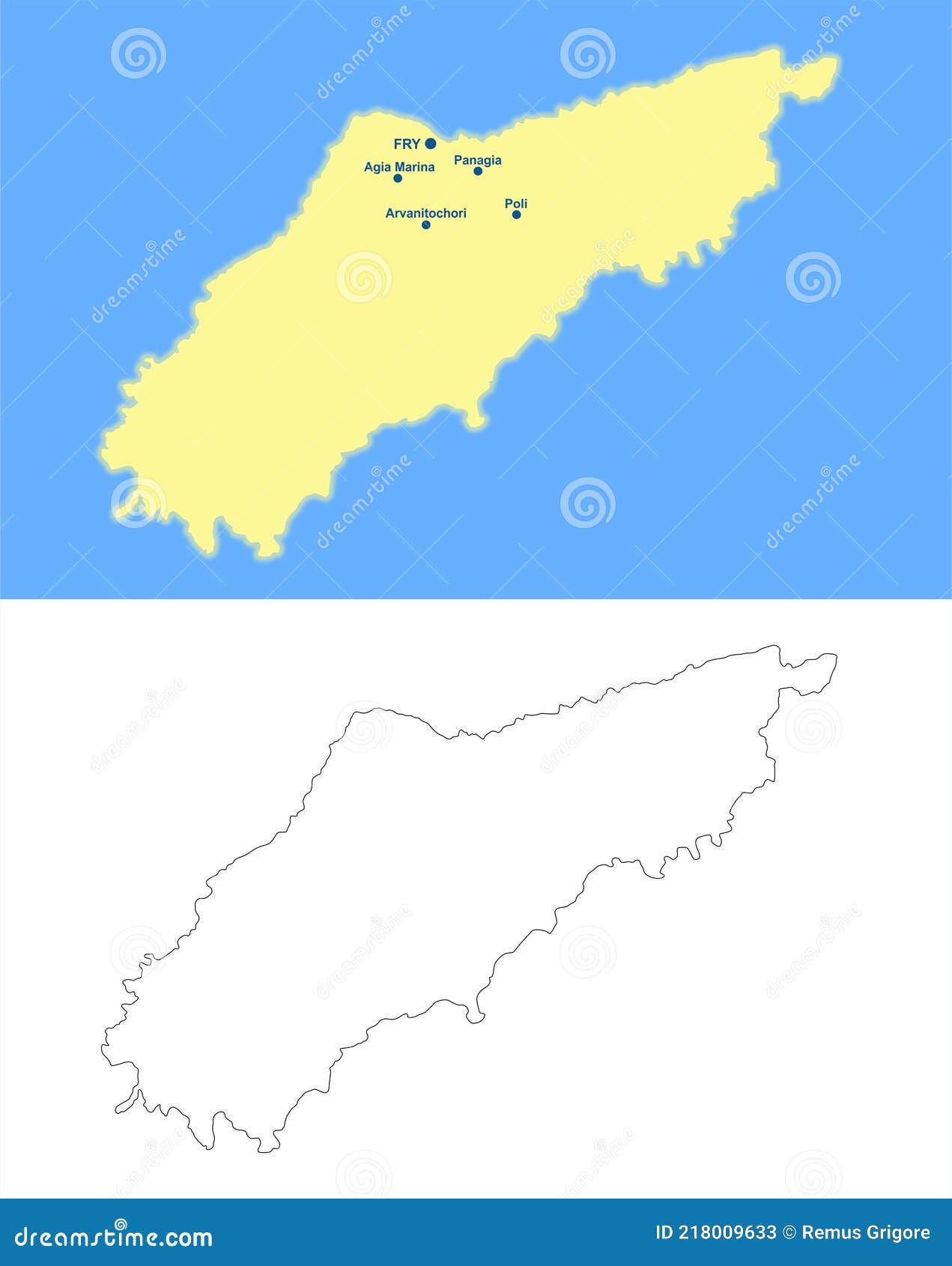 Kasos Island Map - Cdr Format Stock Vector - Illustration of village ...