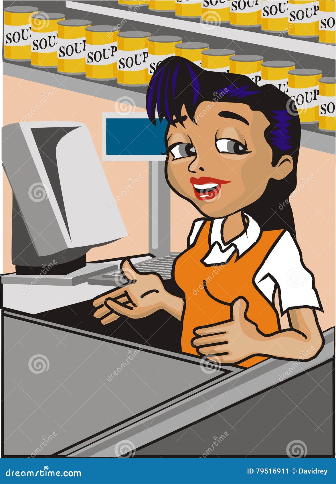 Kassier stock illustratie. Illustration of latijns, beeldverhaal - 79516911