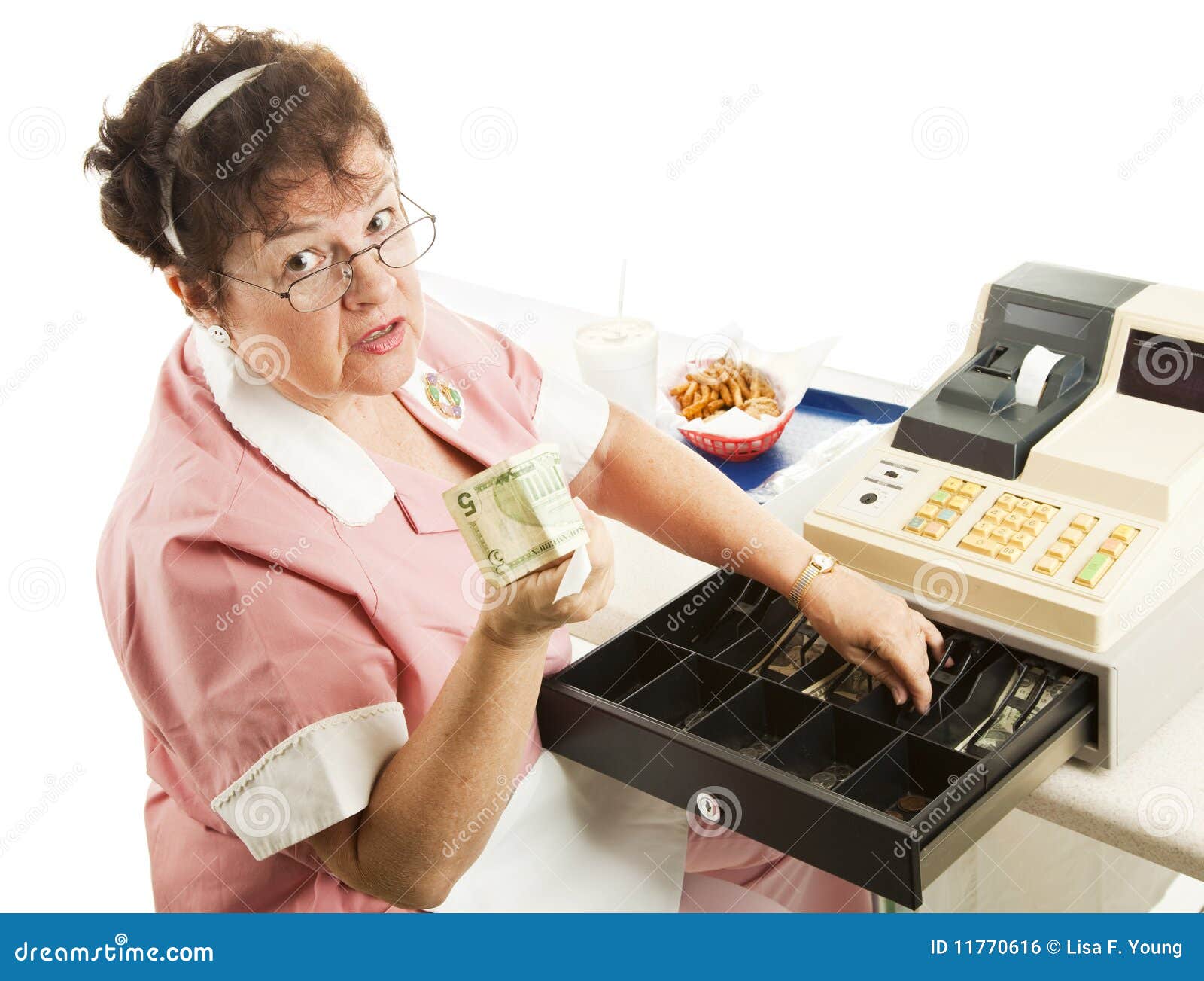 Kassier - Heres Uw Verandering Stock Foto - Image of depressie ...