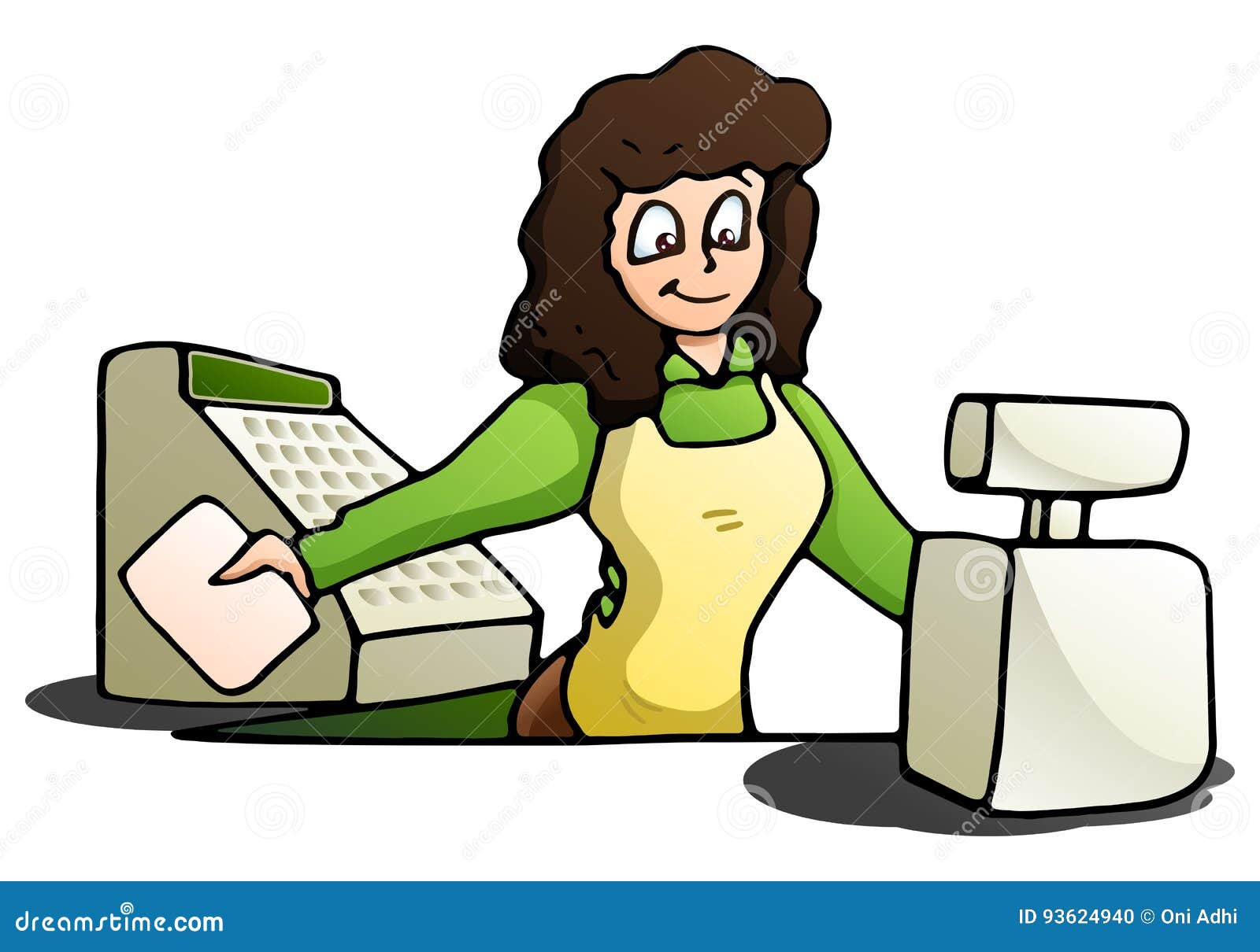 Kassier op geïsoleerd wit stock illustratie. Illustration of kassier ...