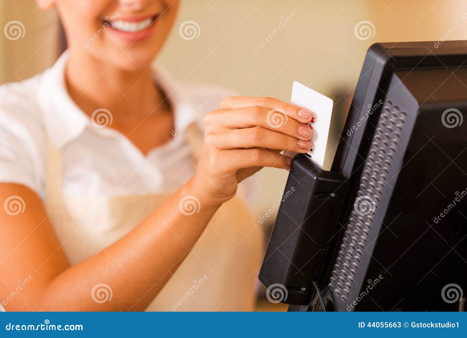 Kassier op het werk stock afbeelding. Image of koffie - 44055663