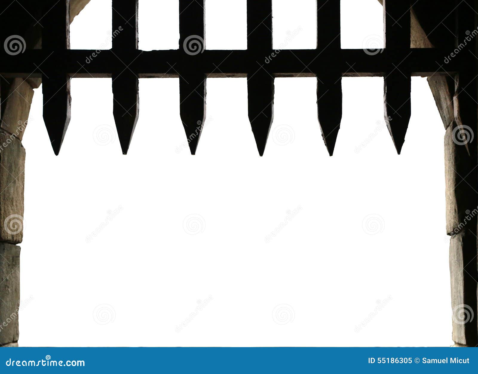 Kasteelpoort Met Open Valhek Stock Afbeelding - Image of middeleeuws ...