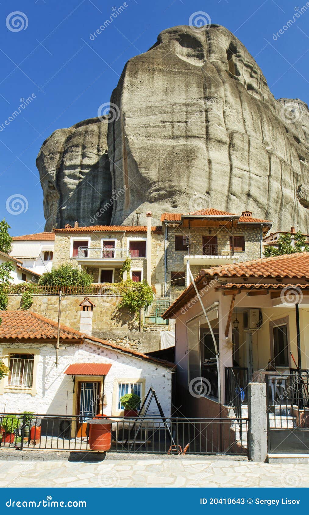 Kastraki Village and Meteora Mountain, Greece Stock Image - Image of ...