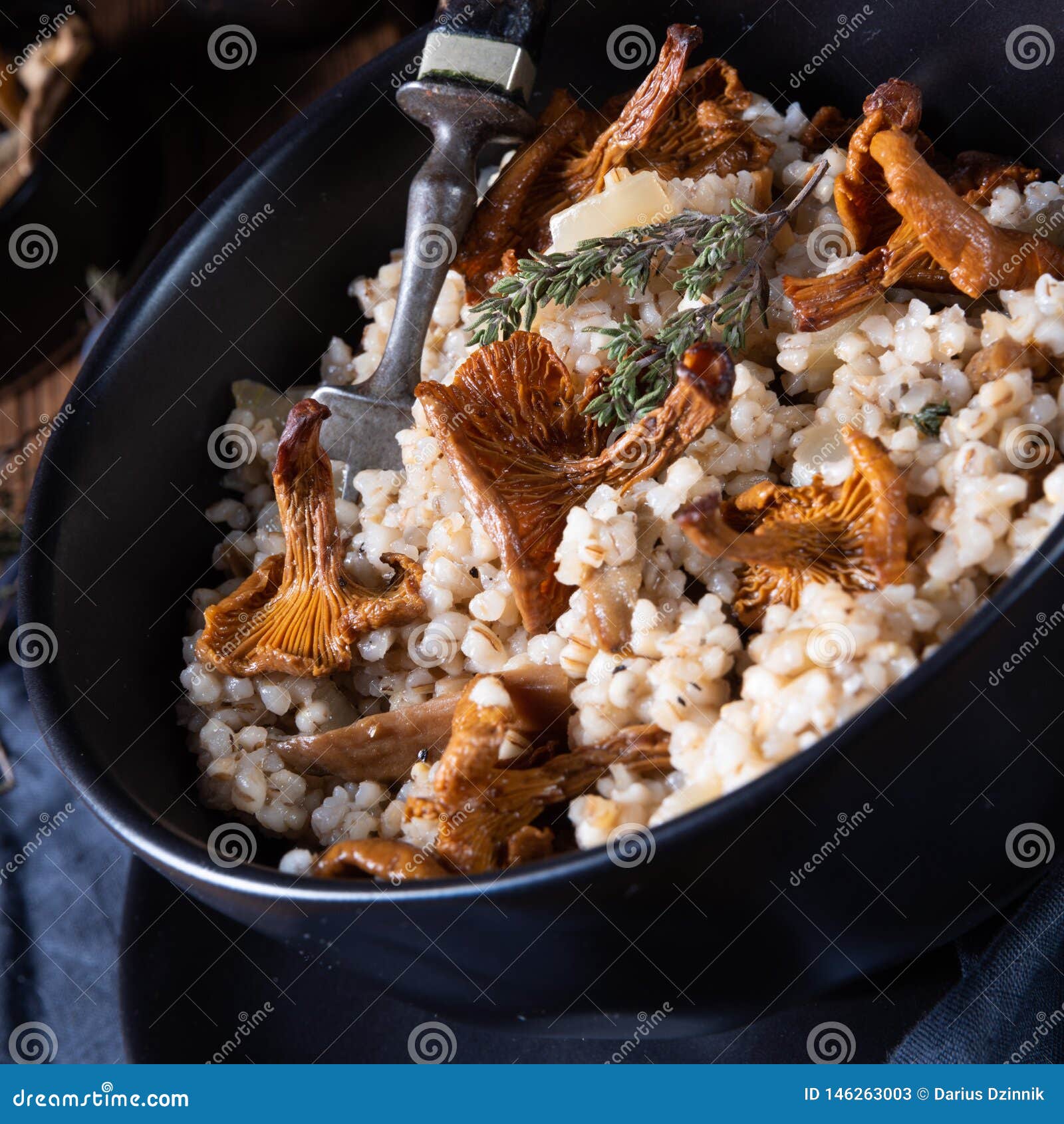 A Kaszotto- Polish Risotto from Barley Groats with Mushrooms Stock ...