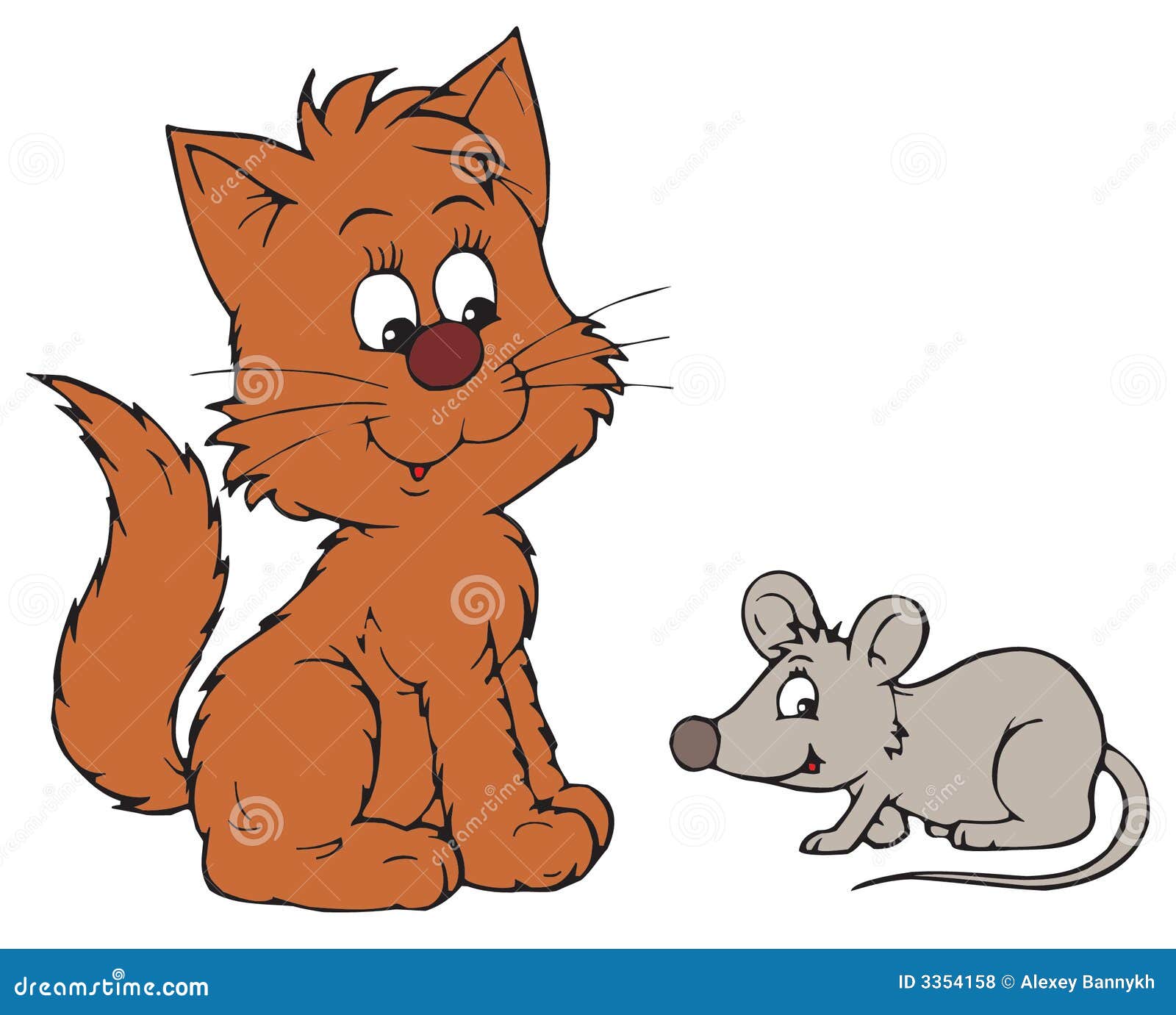 Kat En Muis (vector Klem-kunst Vector Illustratie - Illustration of ...