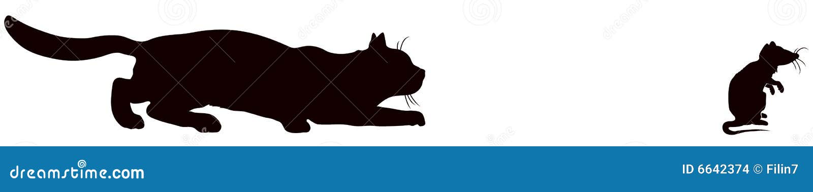 Kat en rat vector illustratie. Illustration of silhouet - 6642374