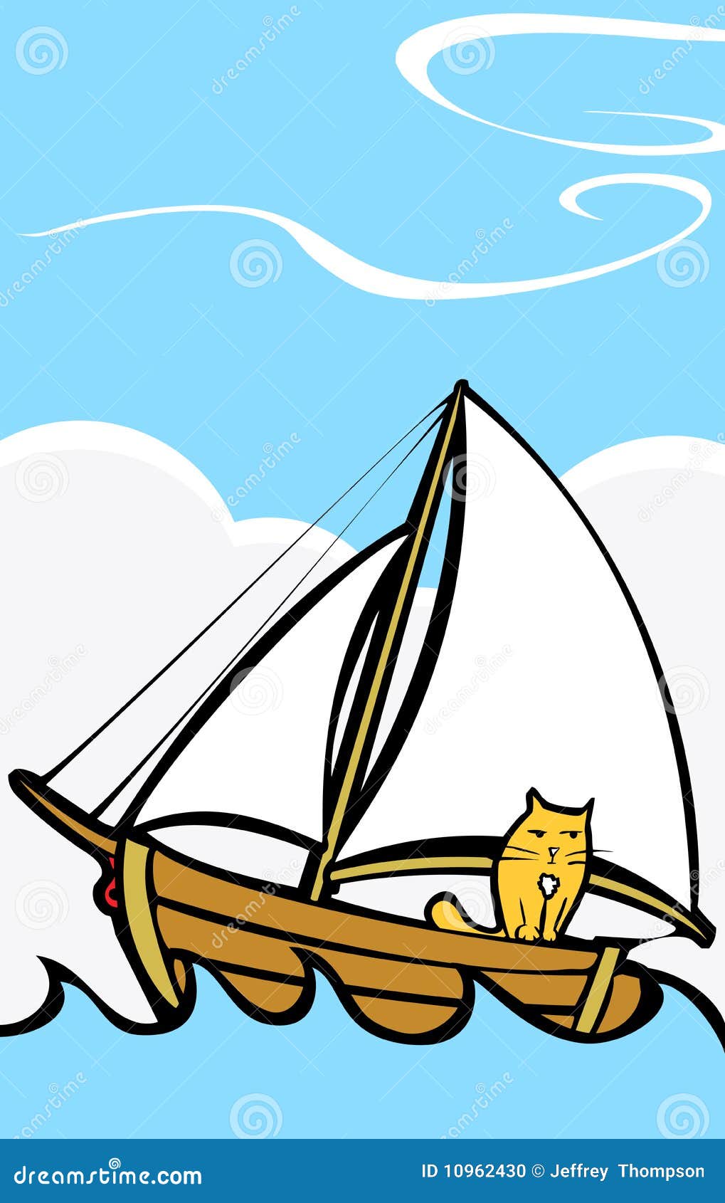 Kat op zee vector illustratie. Illustration of water - 10962430