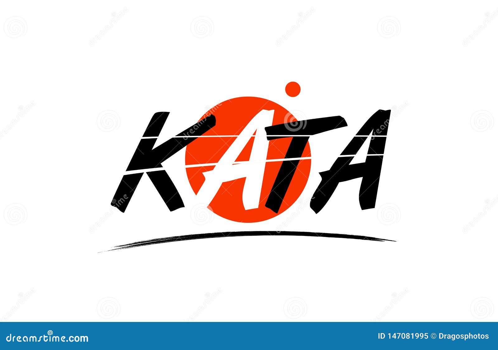 Kata Word Text Logo Icon with Red Circle Design Stock Illustration ...