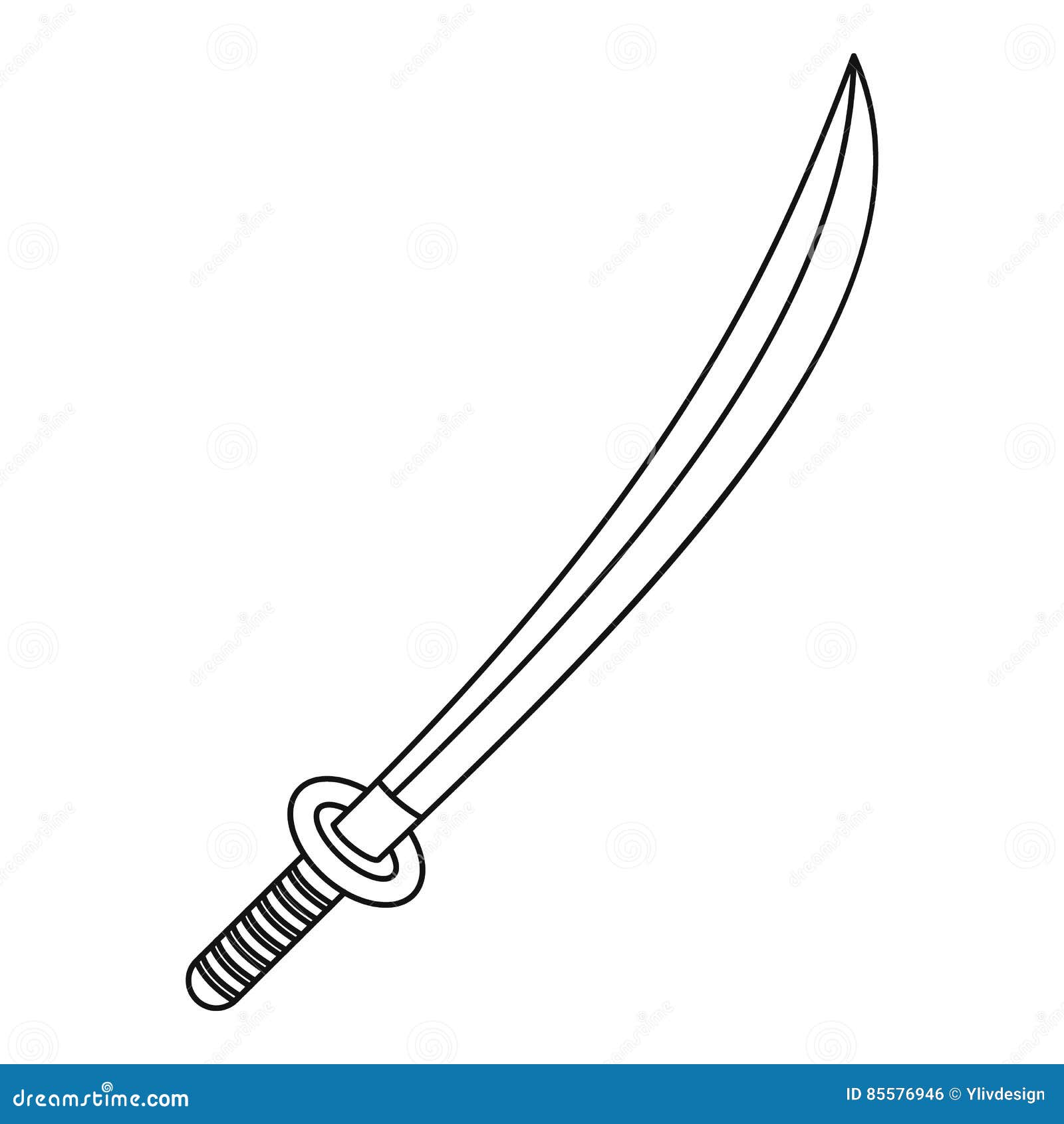 Katana icon, outline style stock vector. Illustration of nippon - 85576946