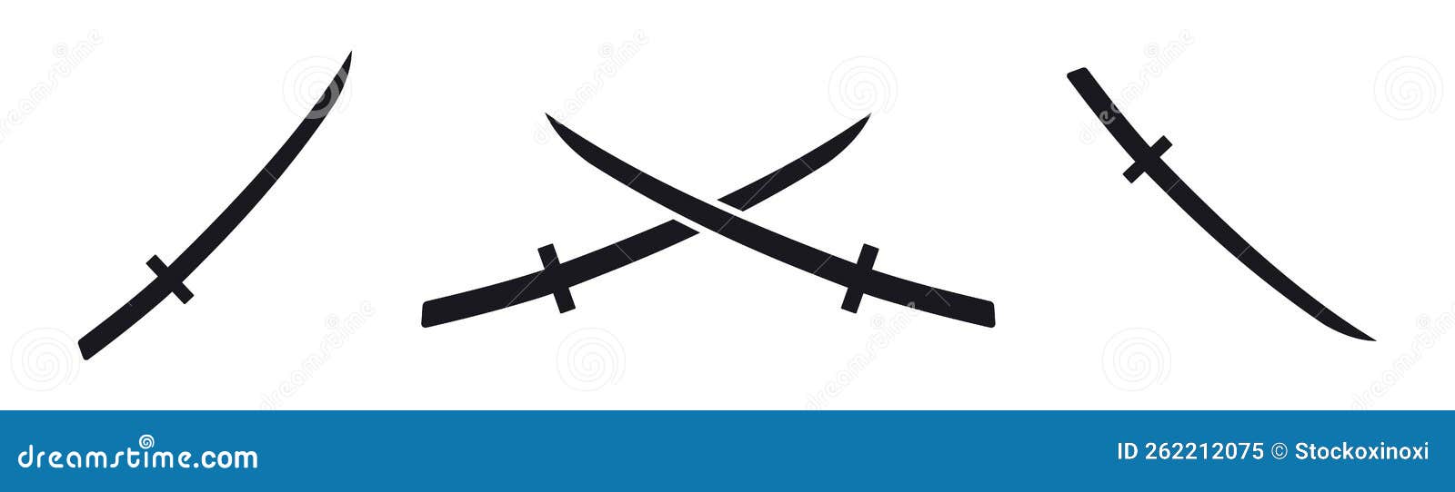 Katana, Japanese Sword Realistic Style. Set Of Illustrations. Samurai ...