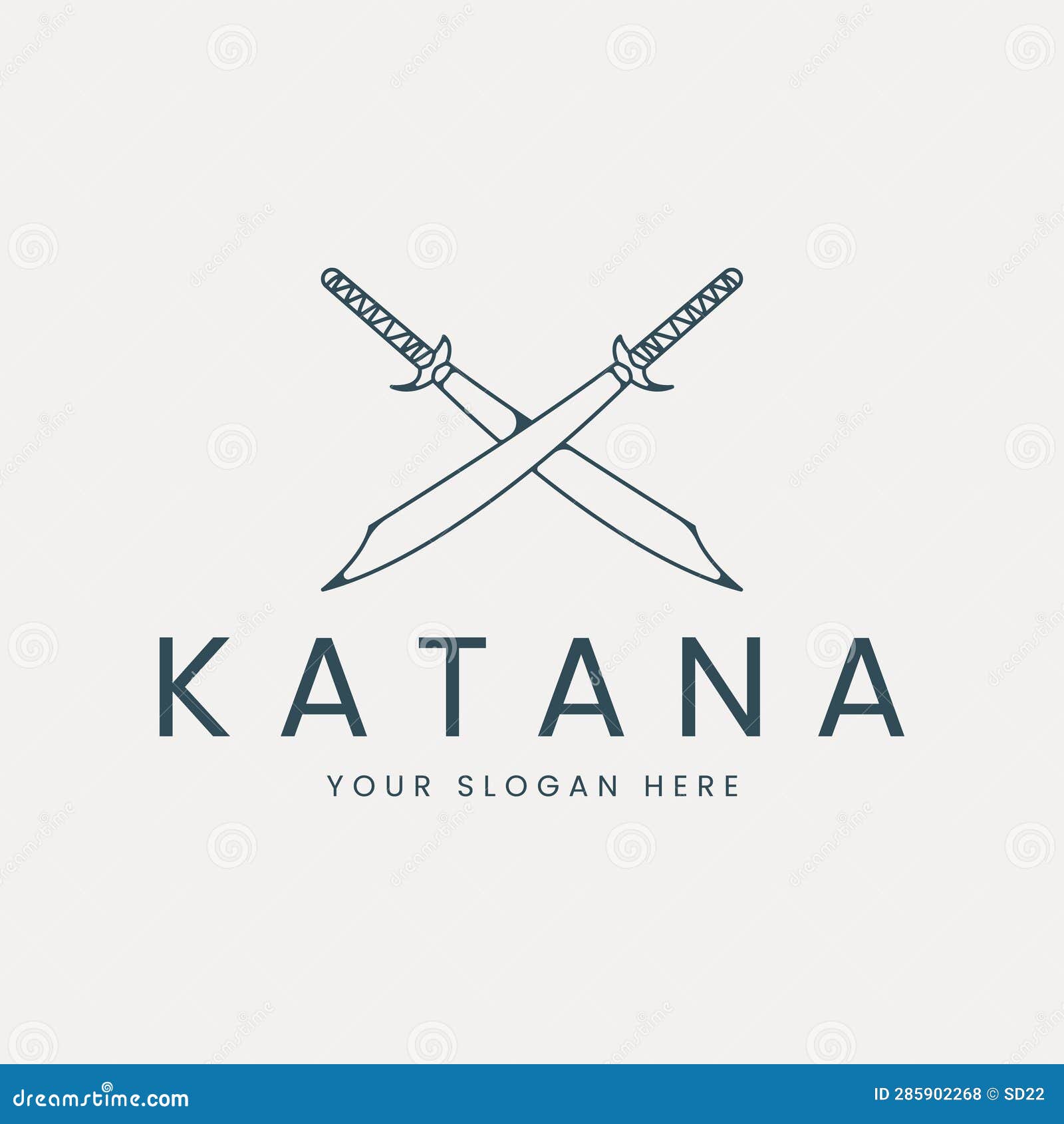 Katana Logo Line Art Vector Illustration Template Design. Sword Icon ...