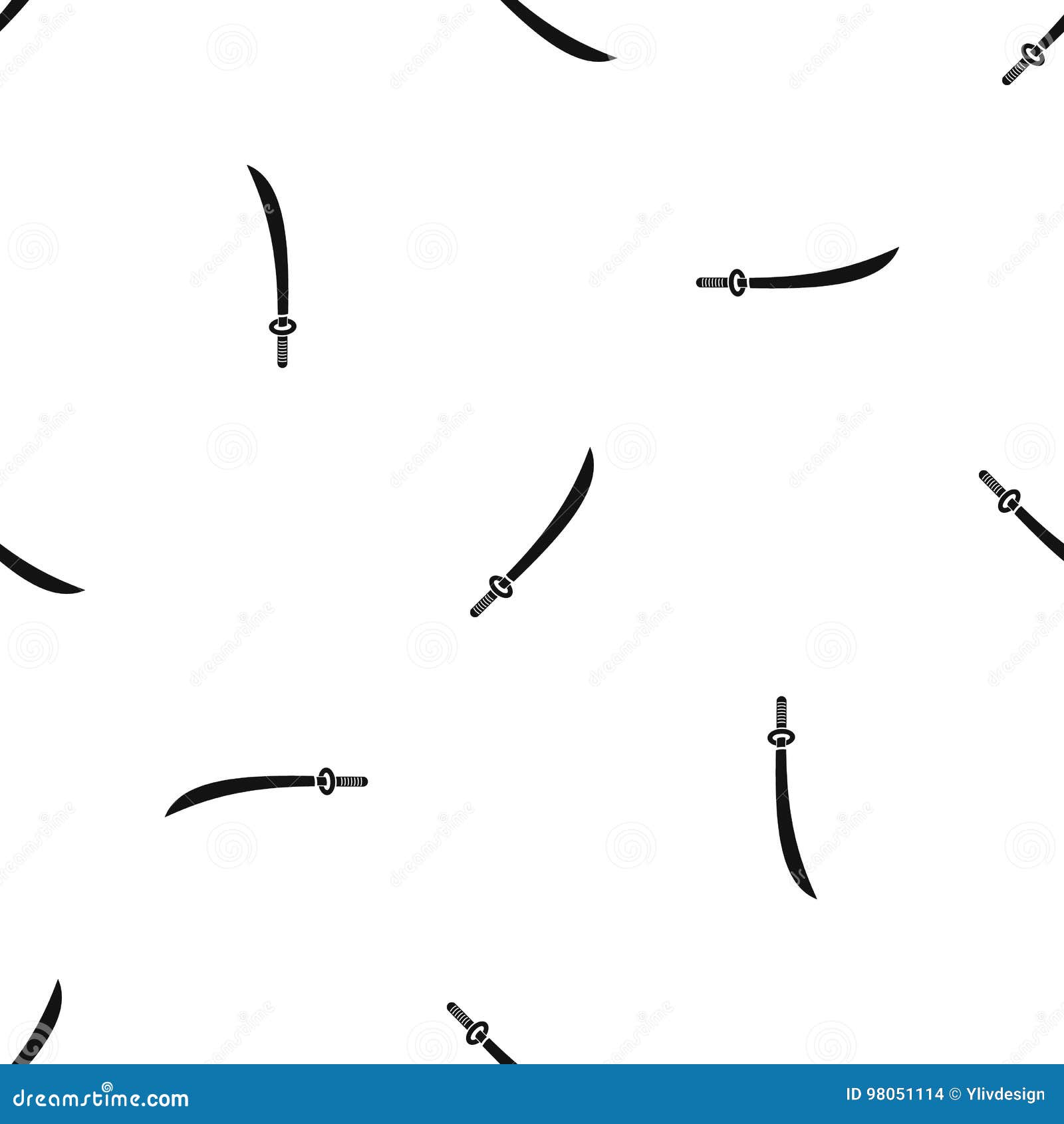 Katana Pattern Seamless Black Stock Vector - Illustration of sign, edge ...
