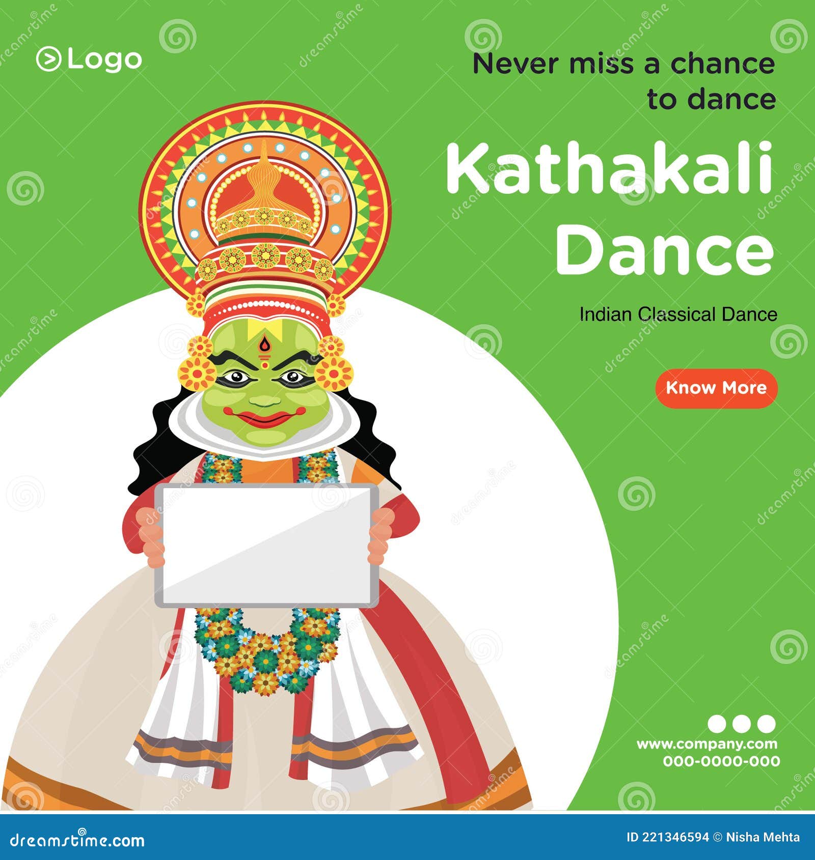 Indian Classic Dance of Kathakali Banner Design Stock Vector ...