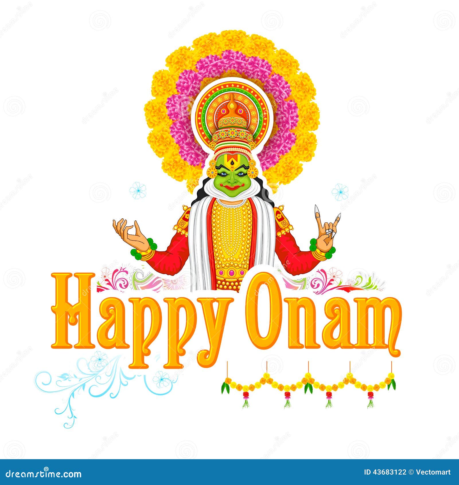 Kathakali Dancer Face for Onam Celebration Stock Vector - Illustration ...