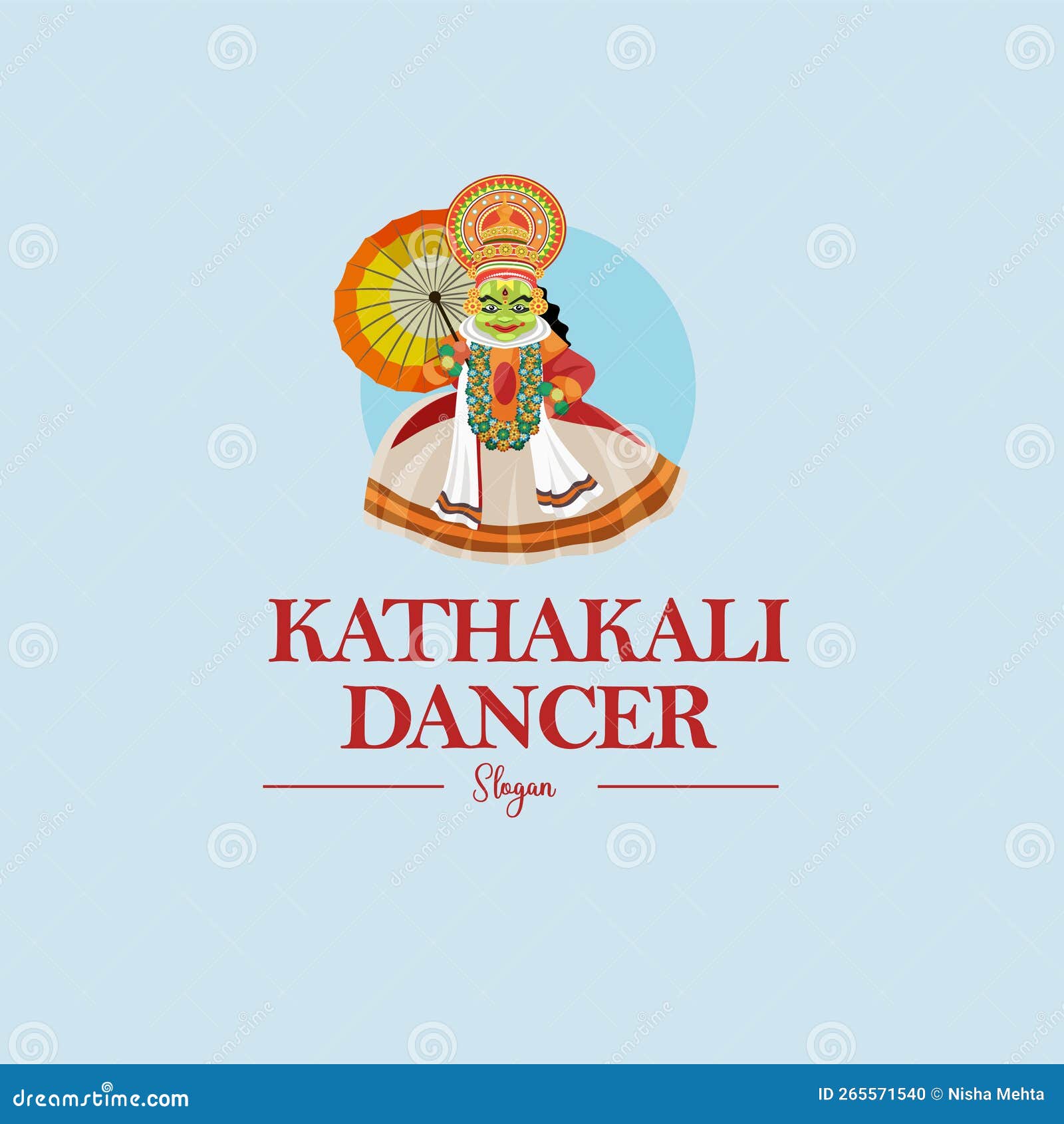 Kathakali Dancer Vector Mascot Logo Stock Vector - Illustration of ...