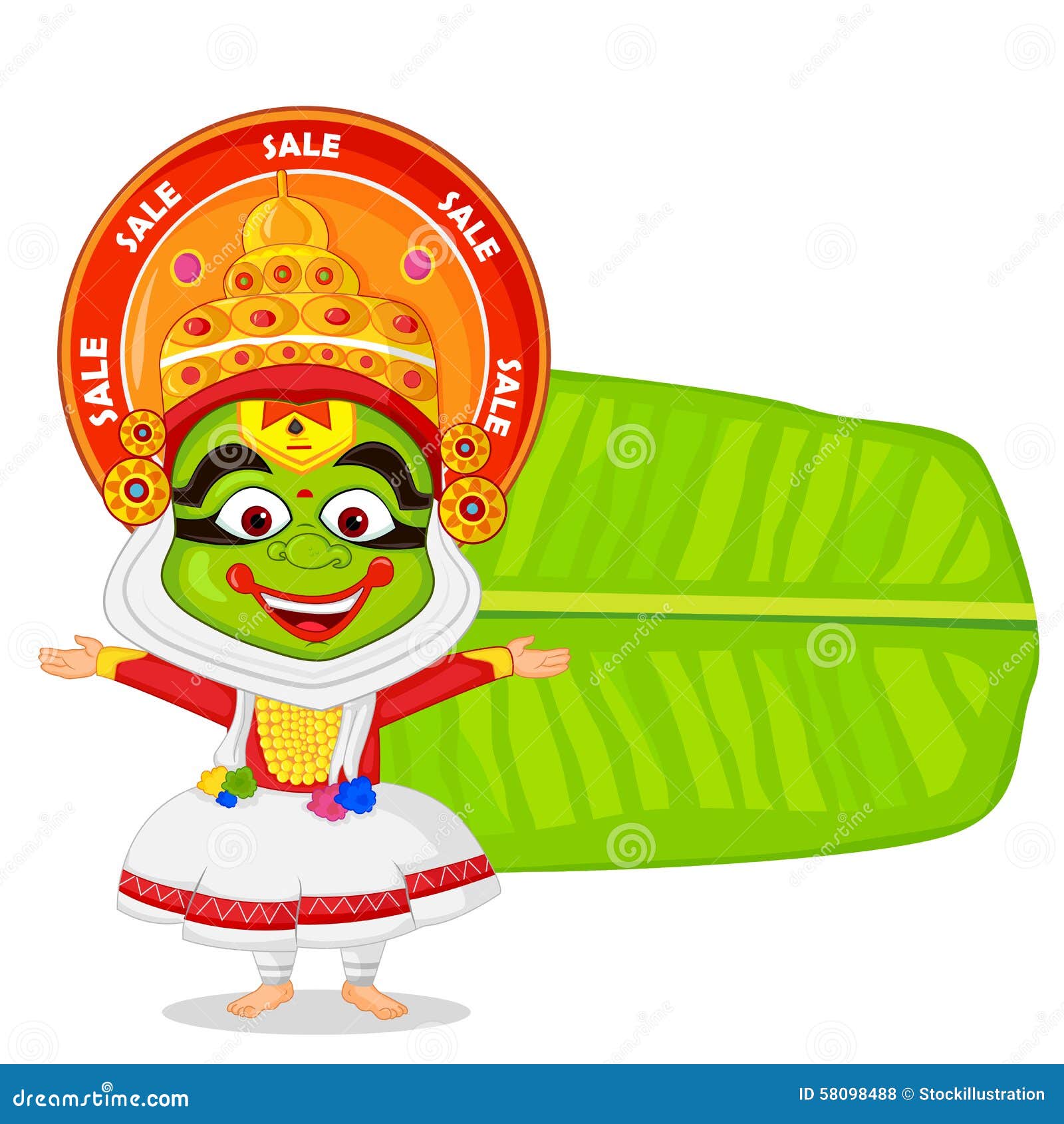Kathakali Dancer Wishing Happy Onam Stock Vector - Illustration of ...