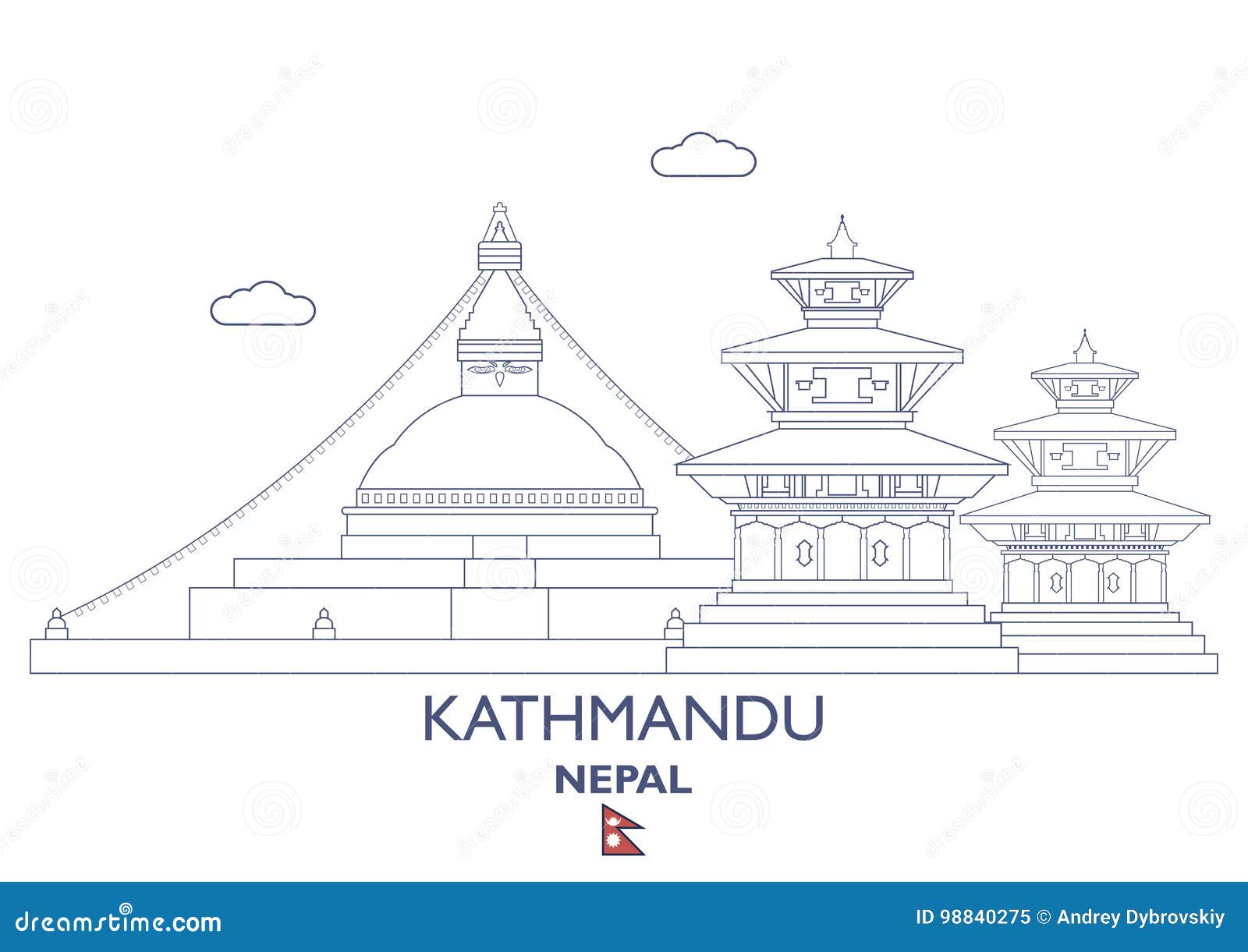 Modern Kathmandu City Skyline Design Vector Illustration ...