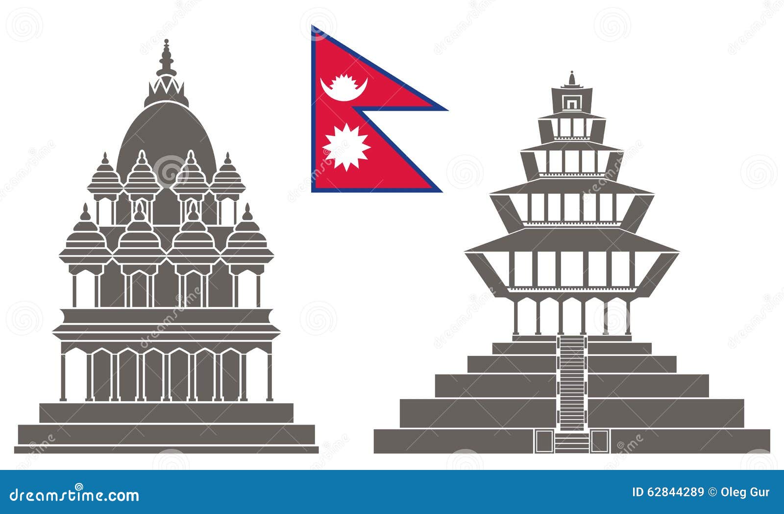Kathmandu. Set stock vector. Illustration of temple, taumadhi - 62844289