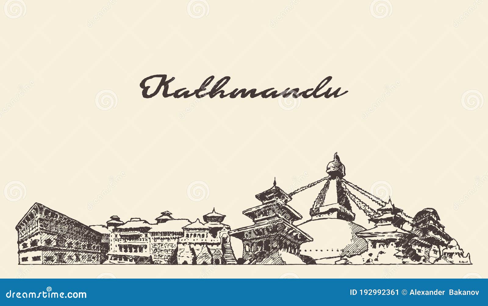 Kathmandu Skyline, Nepal, Hand Drawn Vector Sketch Stock Vector ... Kathmandu Skyline, Nepal, Hand Drawn Vector Sketch Stock Vector ...