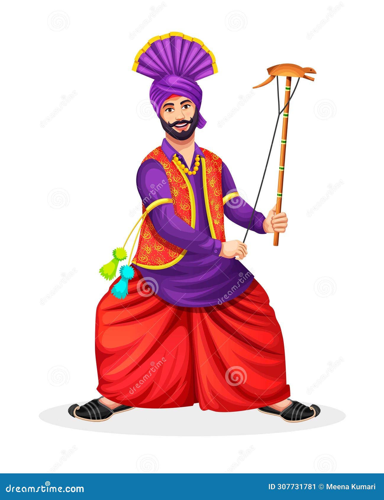 A Bhangra Dancer in Ethnic Clothes Performing with the String of Kato ...