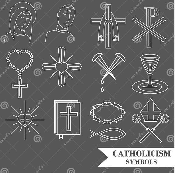 Katolska symboler vektor illustrationer. Illustration av svart - 58028004