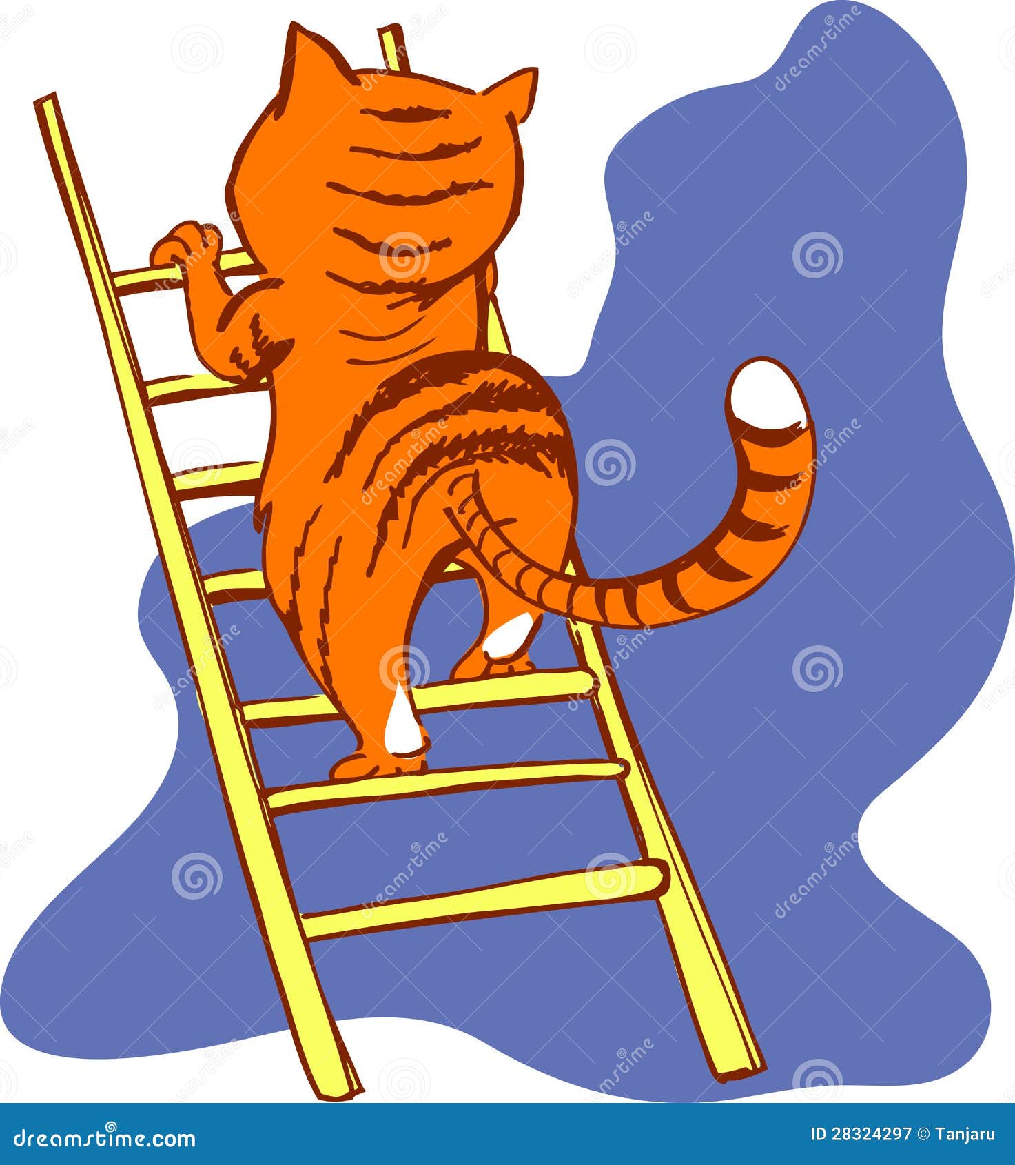 Katt på en stege stock illustrationer. Illustration av roligt - 28324297