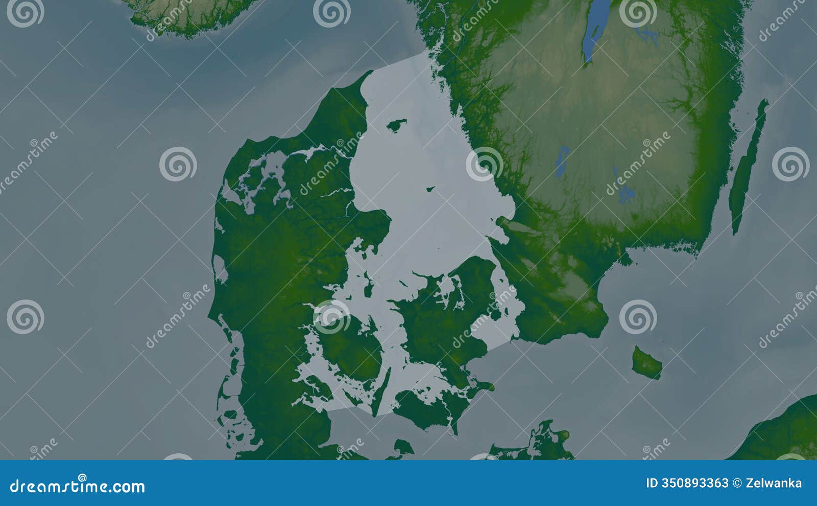 Kattegat Highlighted. Physical Map Stock Illustration - Illustration of ...