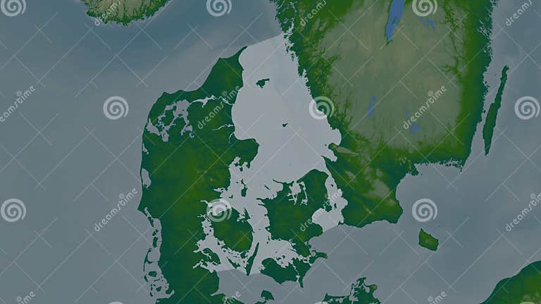 Kattegat Highlighted. Physical Map Stock Illustration - Illustration of ...