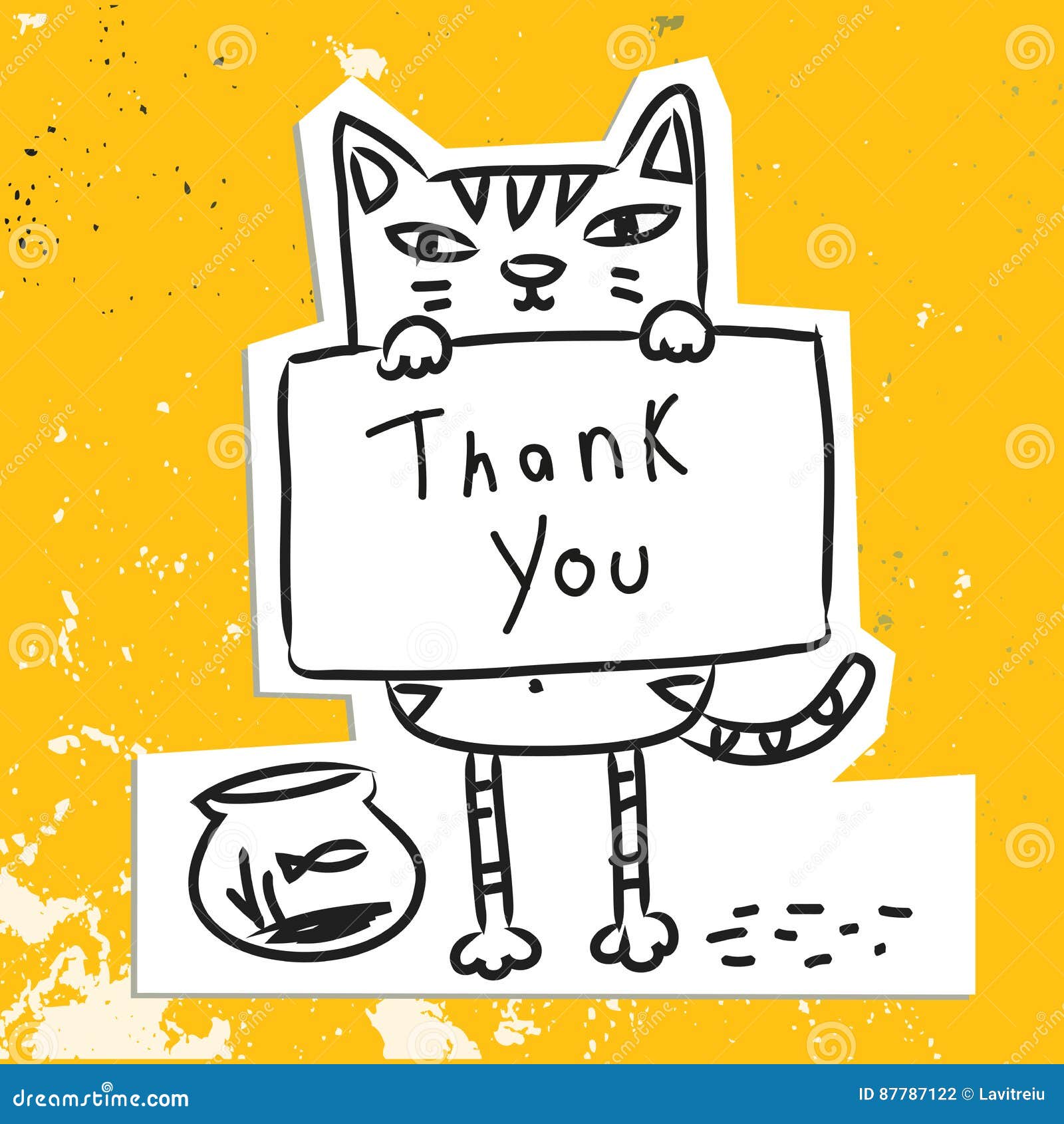 Katten Tackar Dig Att Affischera Vektor Illustrationer - Illustration ...