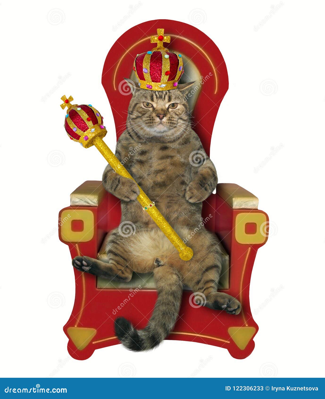 Kattenkoning op de troon stock illustratie. Illustration of achtergrond ...