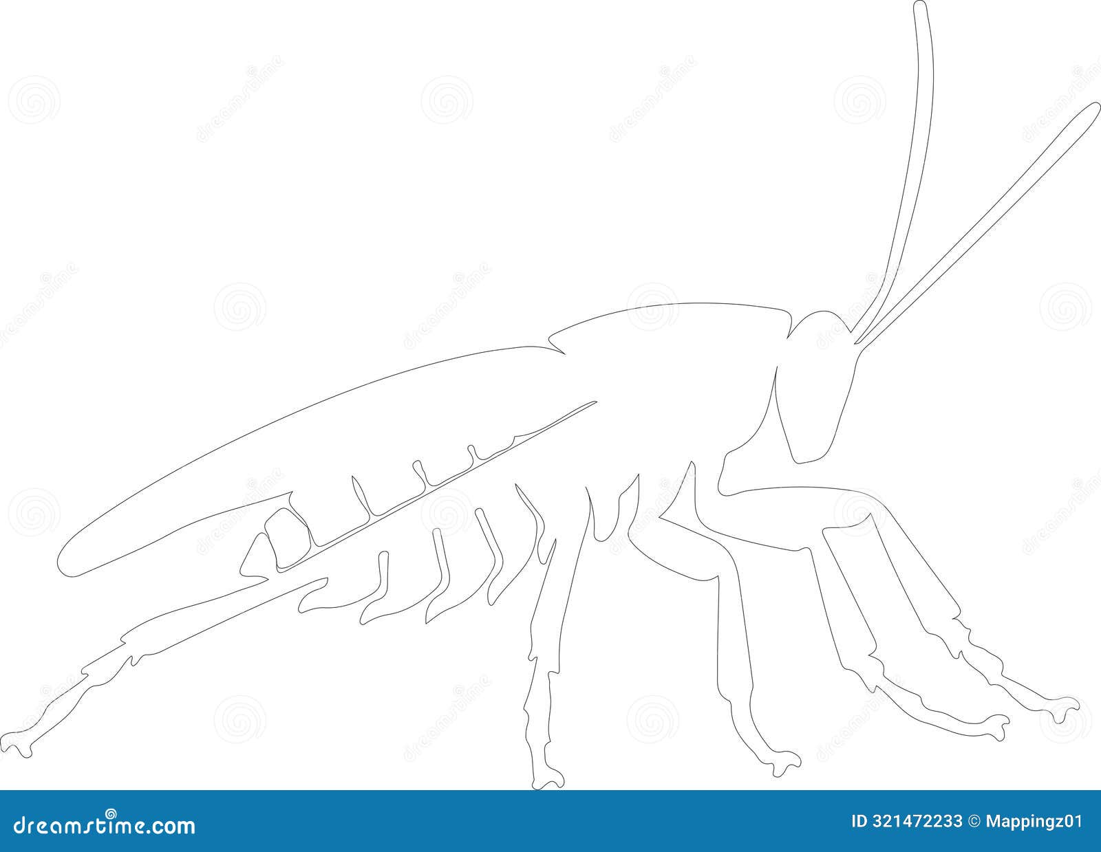 Katydid Outline Silhouette Generative Ai Stock Vector - Illustration of ...