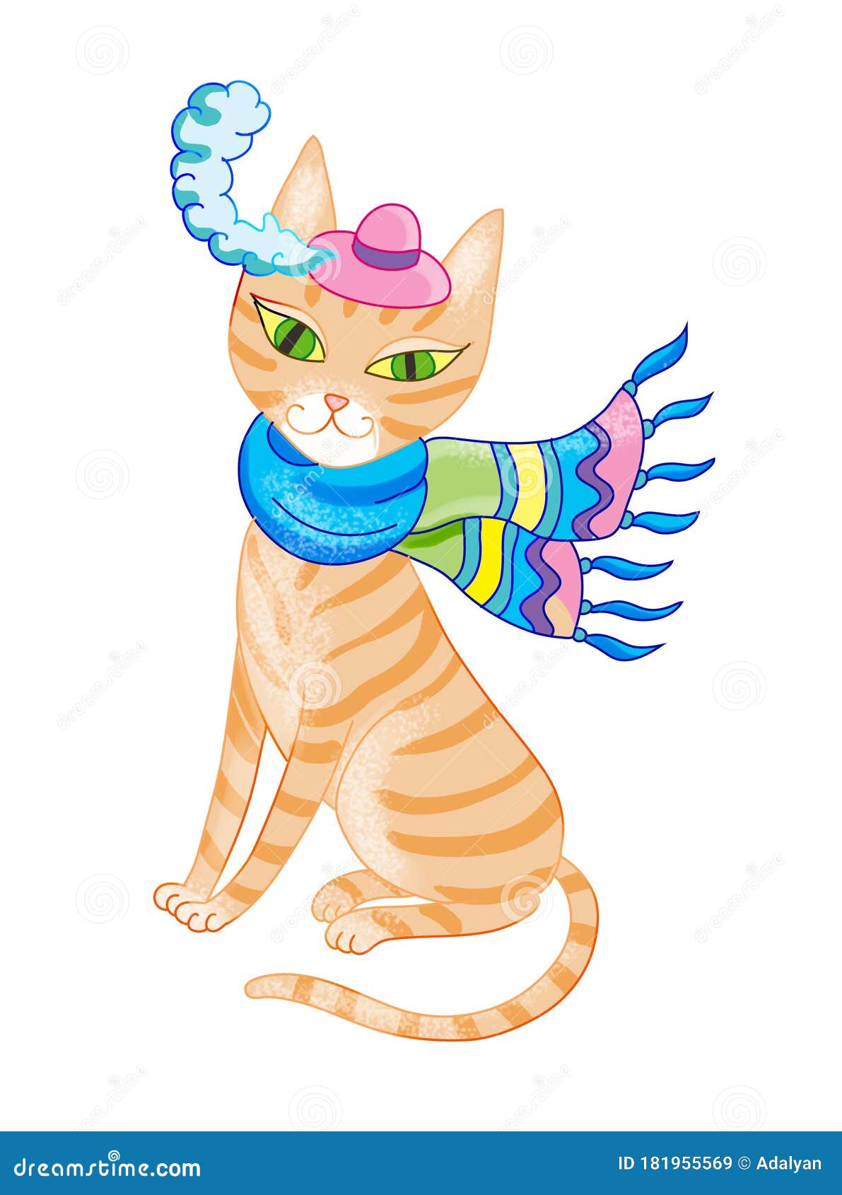 Katze Der Getigerten Katze in Der Hut- Und ...