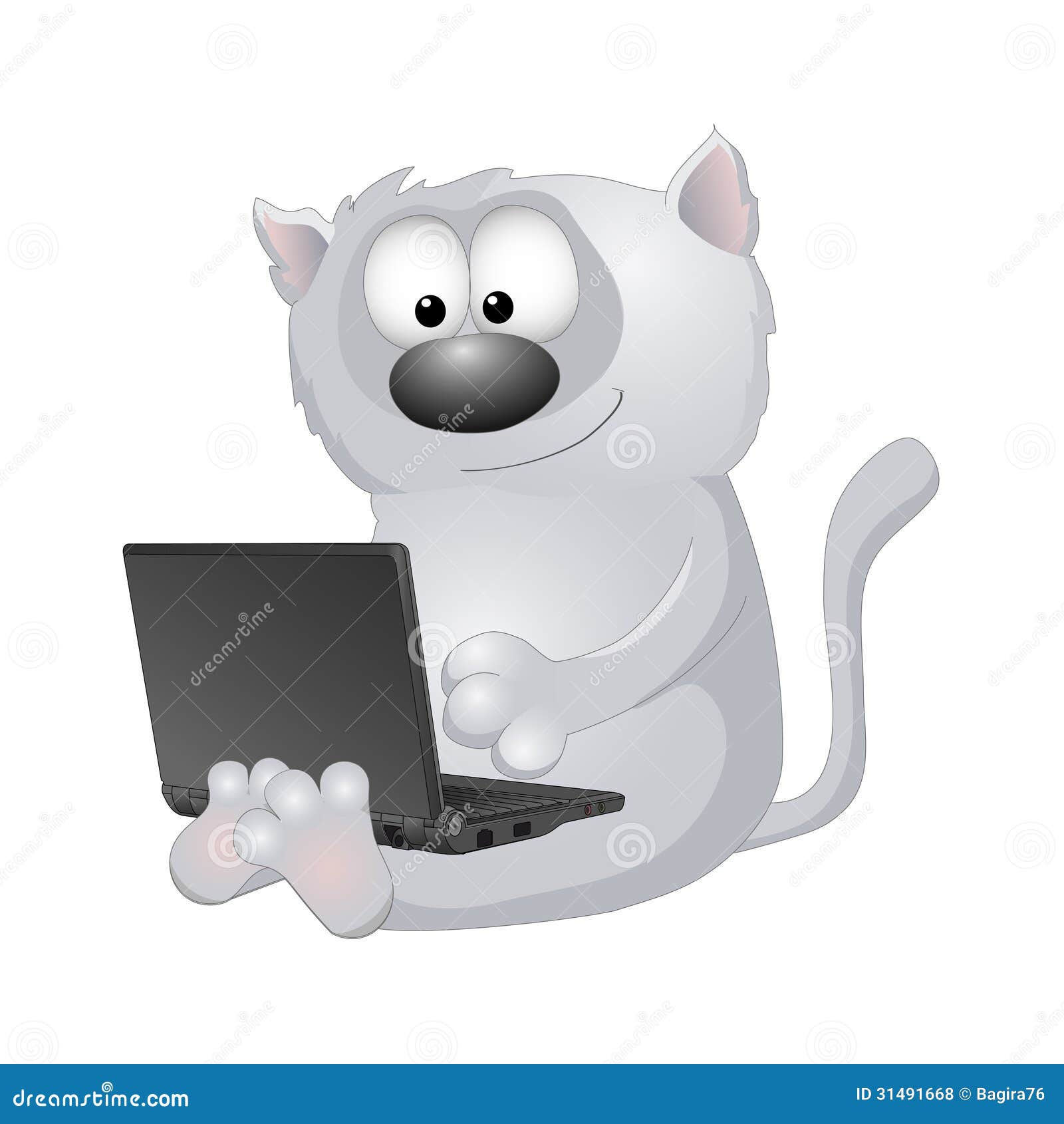 Katze mit einem Computer stock abbildung. Illustration von briefkasten ...