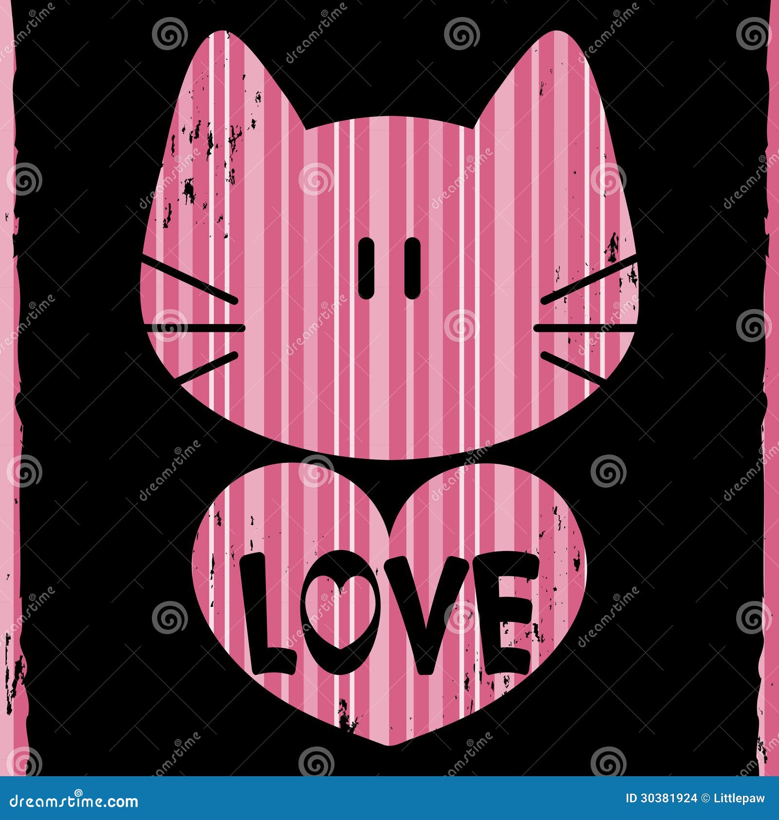 Katze mit einem Herzen vektor abbildung. Illustration von druck - 30381924