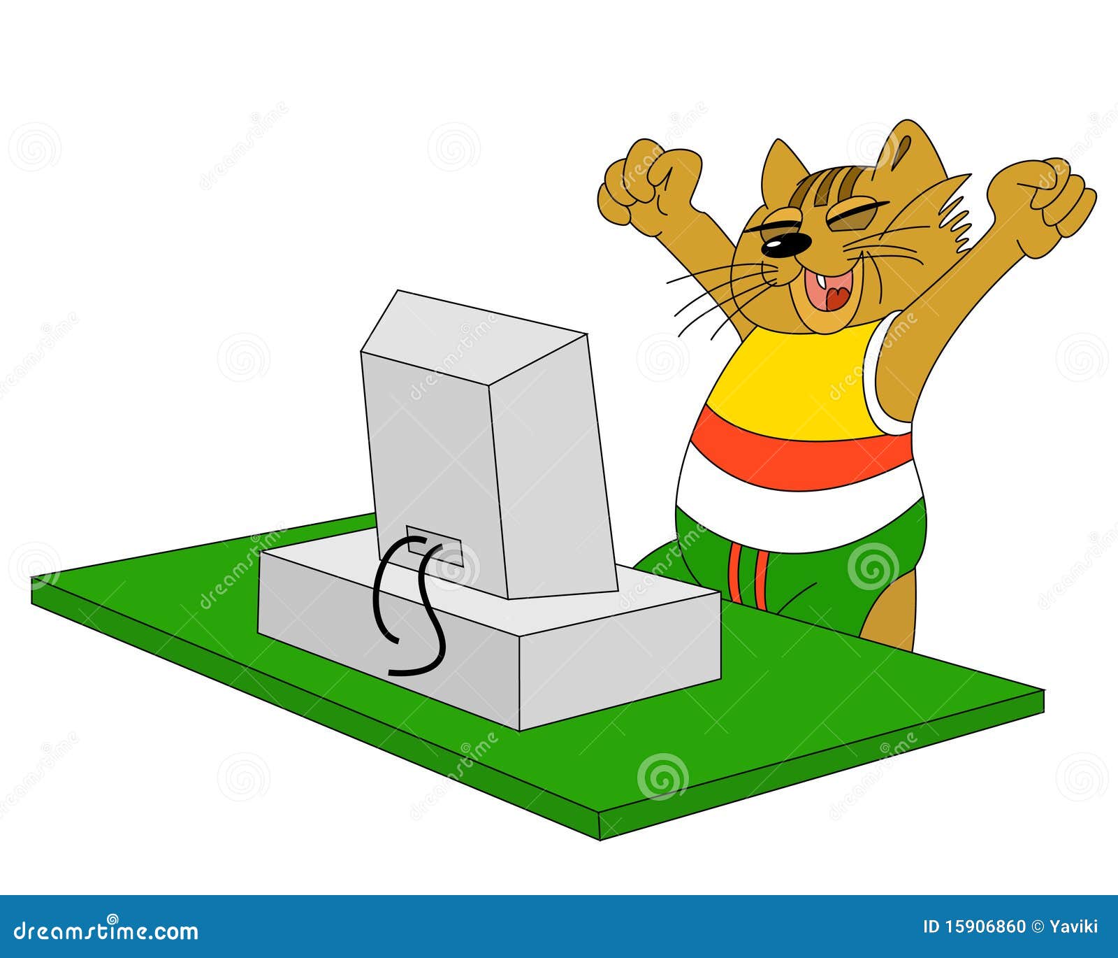 Katze und Computer vektor abbildung. Illustration von internet - 15906860