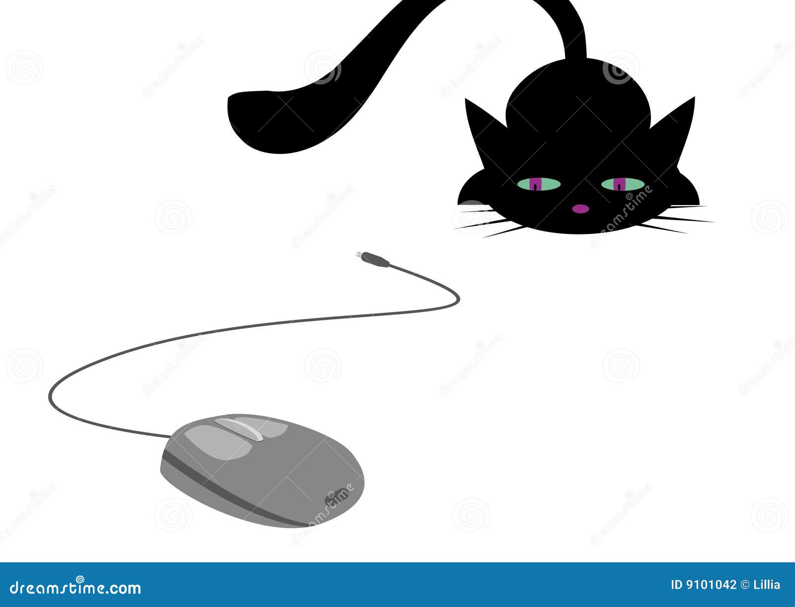 Katze- und Computermaus vektor abbildung. Illustration von haustier ...