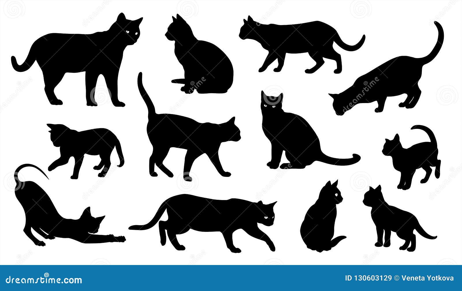 Katzenvektor-Schattenbildsatz Katzen Vektor Abbildung - Illustration ...