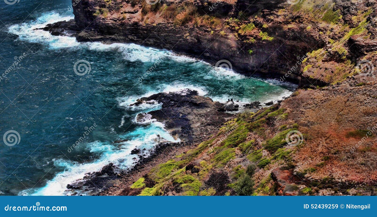 Kauai Cliffs stock image. Image of shores, beach, tide - 52439259