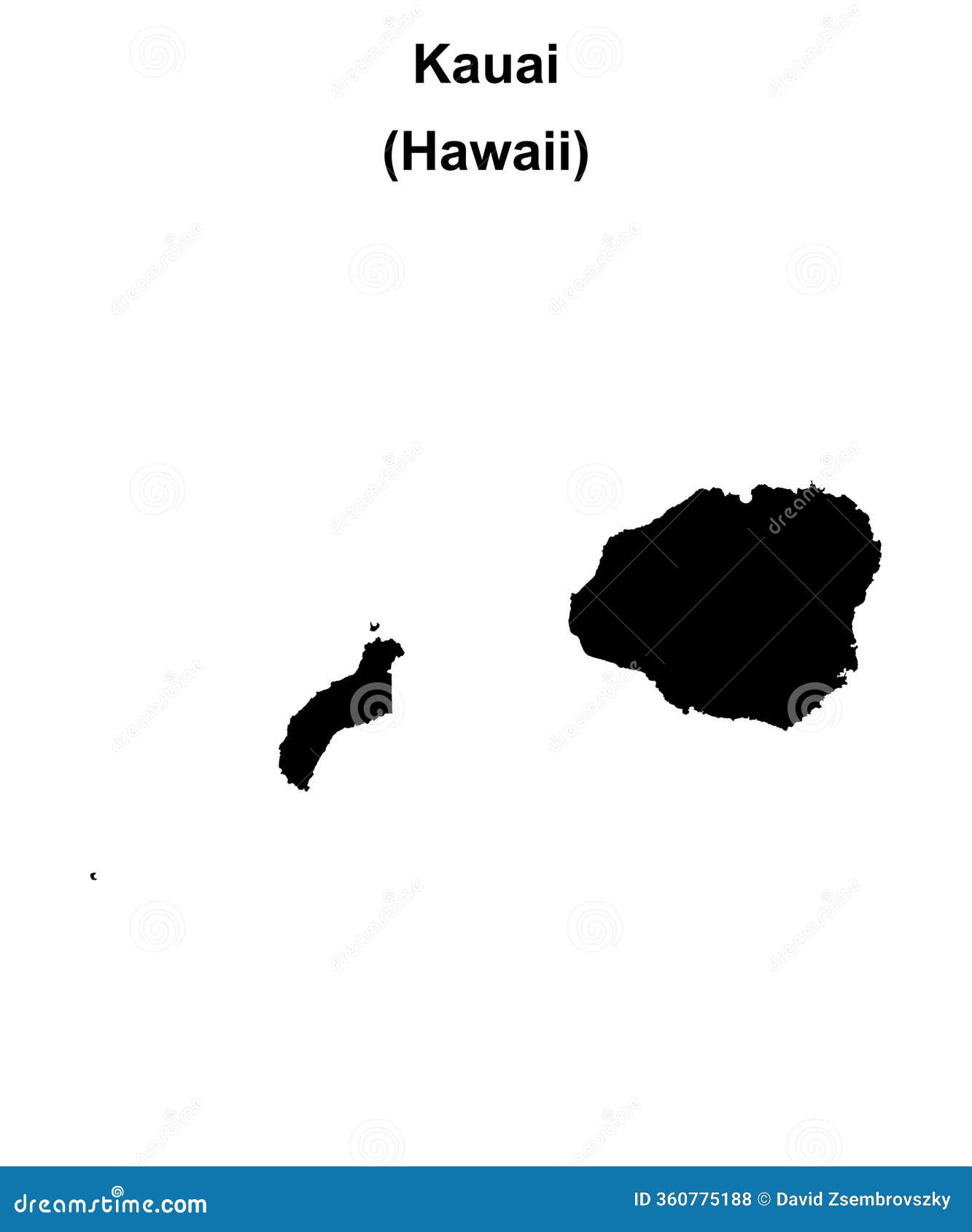 Kauai outline map stock illustration. Illustration of vector - 360775188