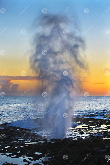 Kauai, Hawaii - the Spouting Horn. Stock Photo - Image of ocean, water ...
