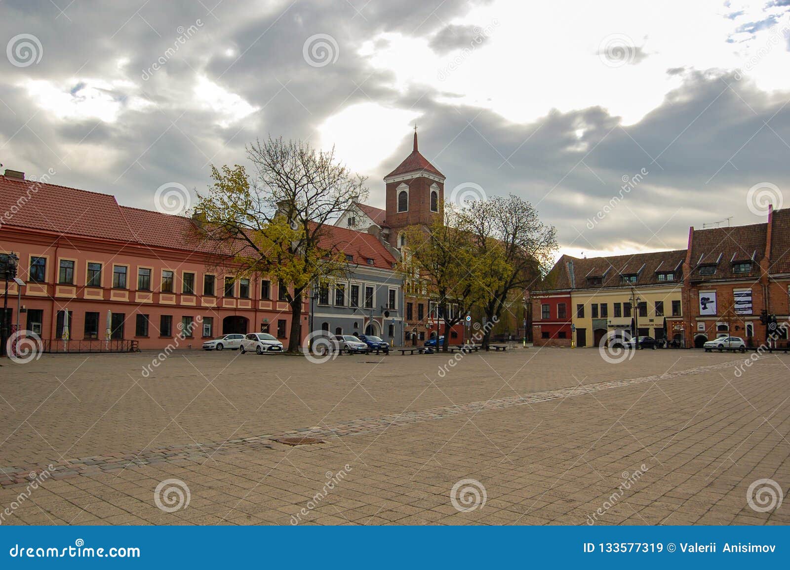 Kaunas Lithuania, 01 May 2017. Kaunas Old Town. Town Square in Spring ...