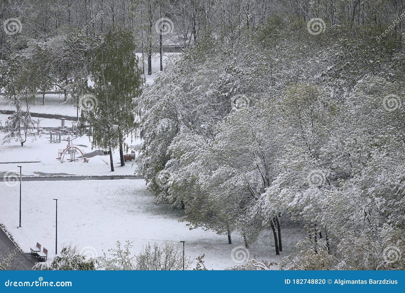 Kaunas Lithuania. Snow on May 12 Morning in Kaunas. Object Name:weather ...