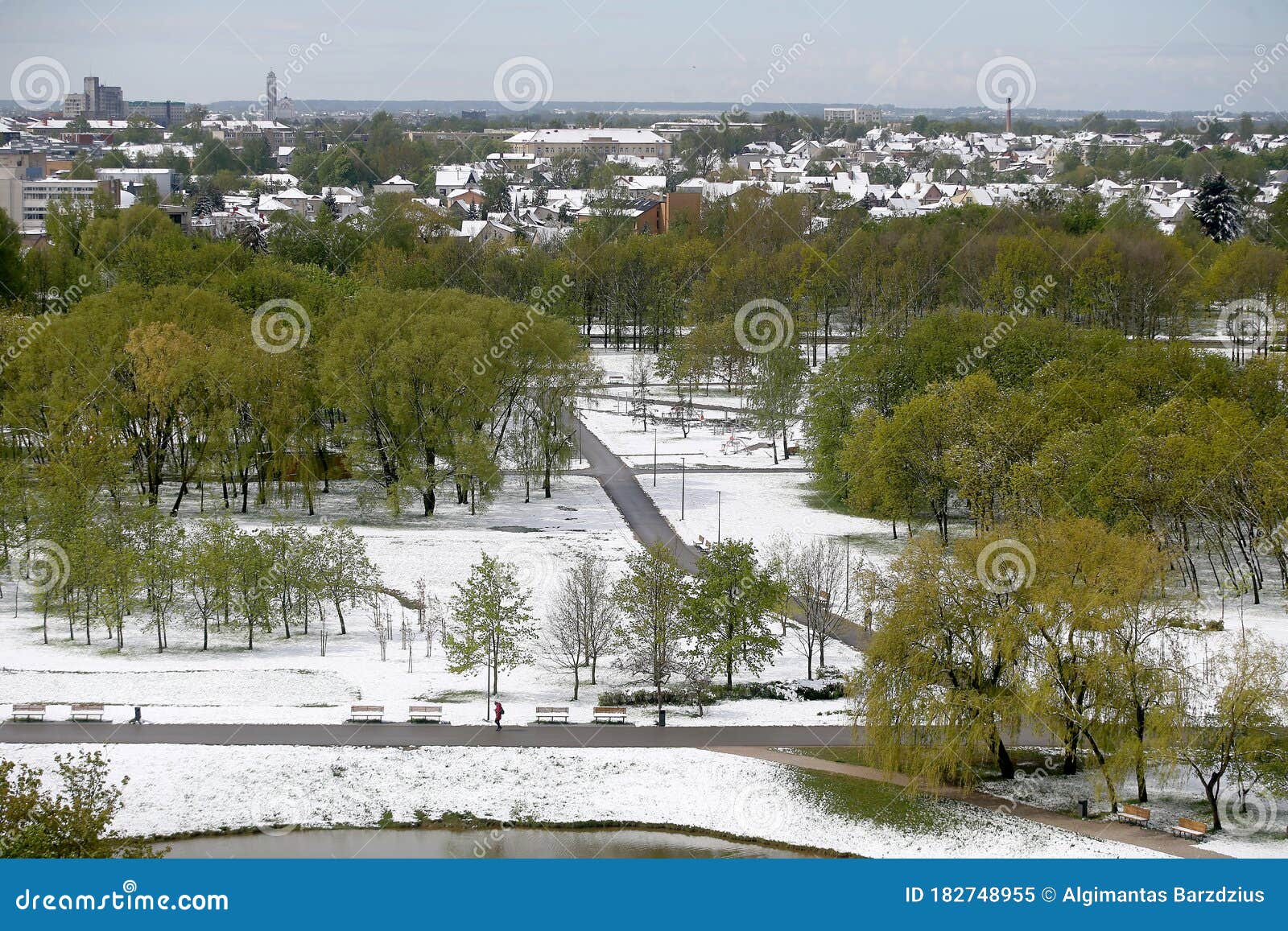 Kaunas Lithuania. Snow on May 12 Morning in Kaunas. Object Name:weather ...