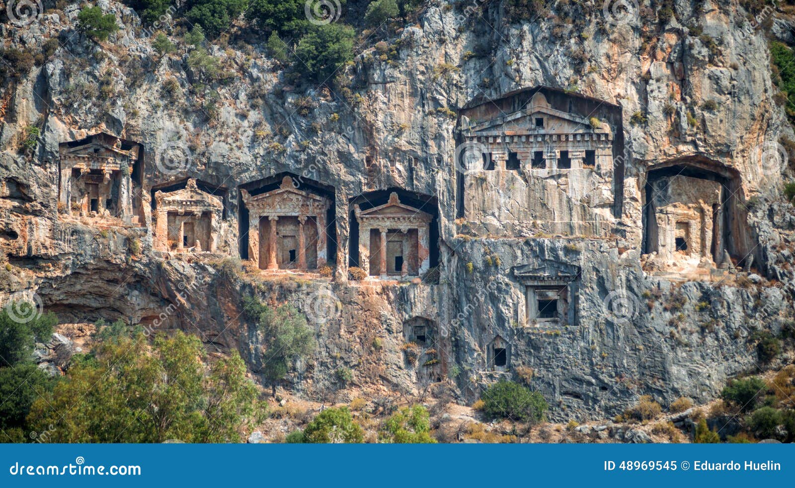 Kaunian Rock Tombs from Dalyan, Ortaca, Turkey Stock Image - Image of ...